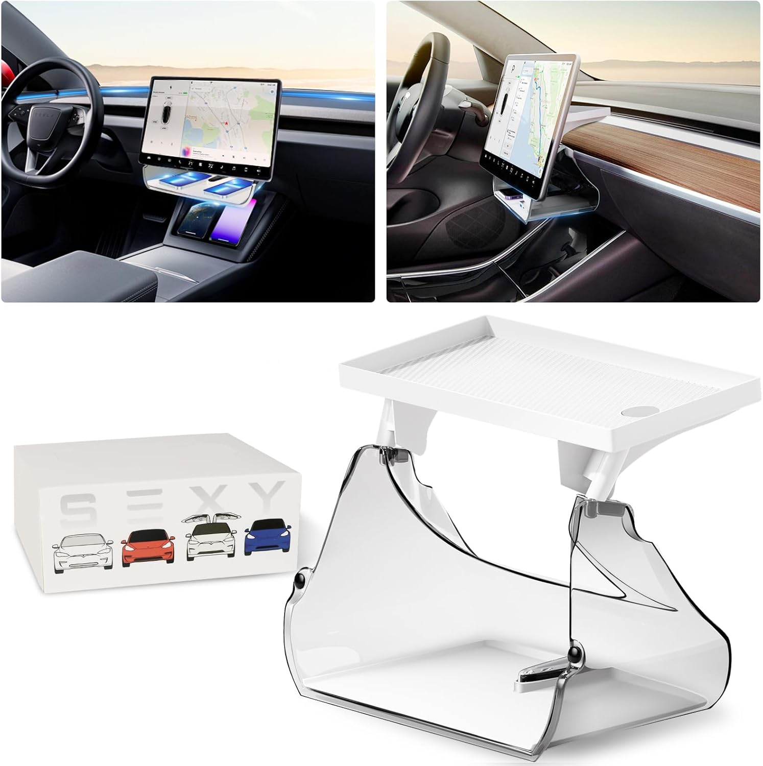 2024+ | Model 3 Display Mount Dual Organizing Shelves & Tissue Box ...