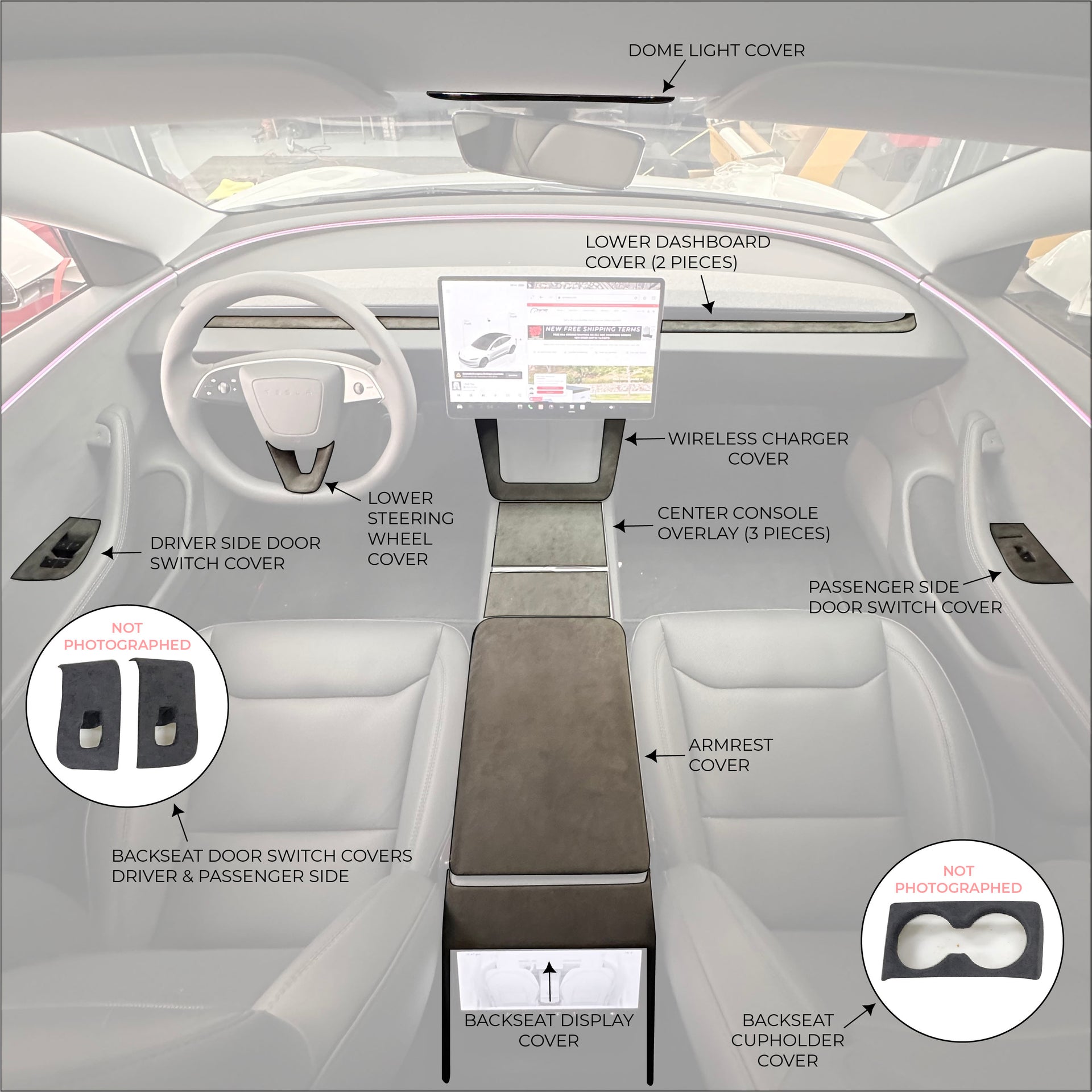 2024+ | Model 3 Highland Refreshed Full Interior Italian Alcantara Kit ...