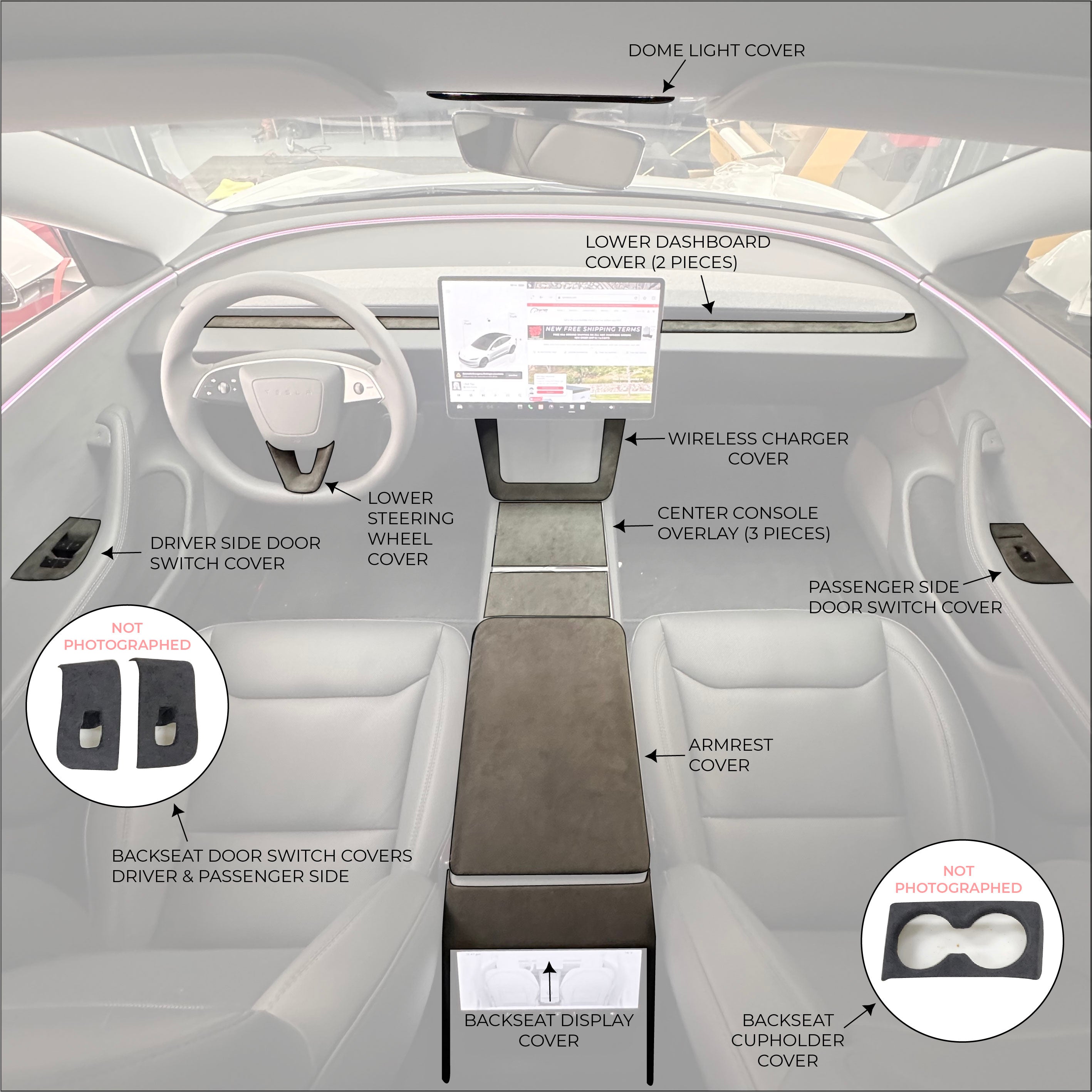 2026+ | Model Y Juniper Refreshed Alcantara Center Console Decal Overl ...