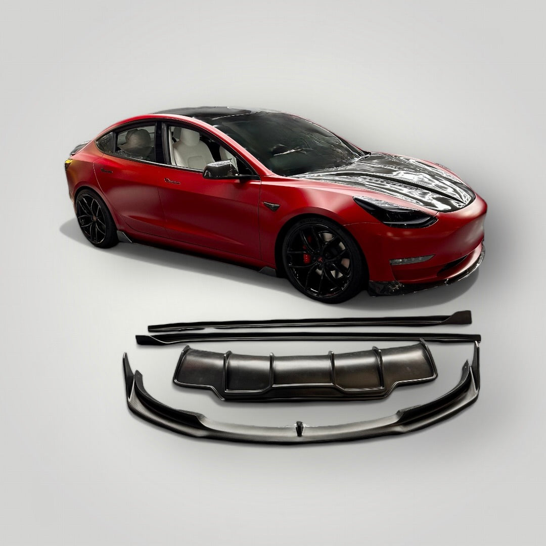 2017-2023 | Model 3 Viento Full Body Kit - Real Molded Carbon Fiber (4 ...