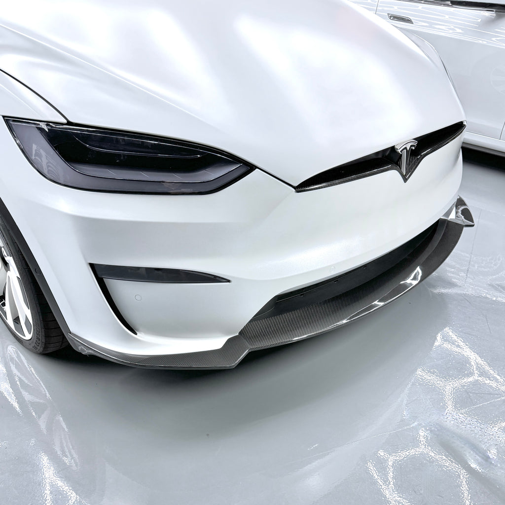 2022+ | Model X Colossal Front Lip Overlay Spoiler - Real Dry Molded C ...