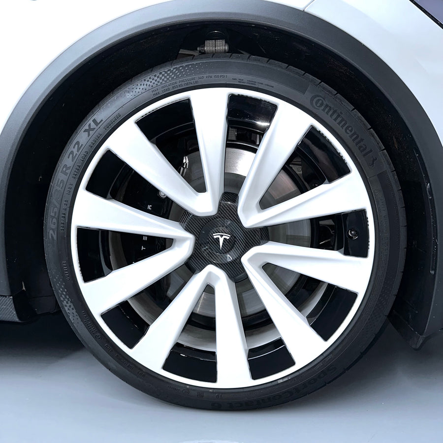 Model X - 22" Turbine Center Wheel Hubs - Real Molded Carbon Fiber- (S ...