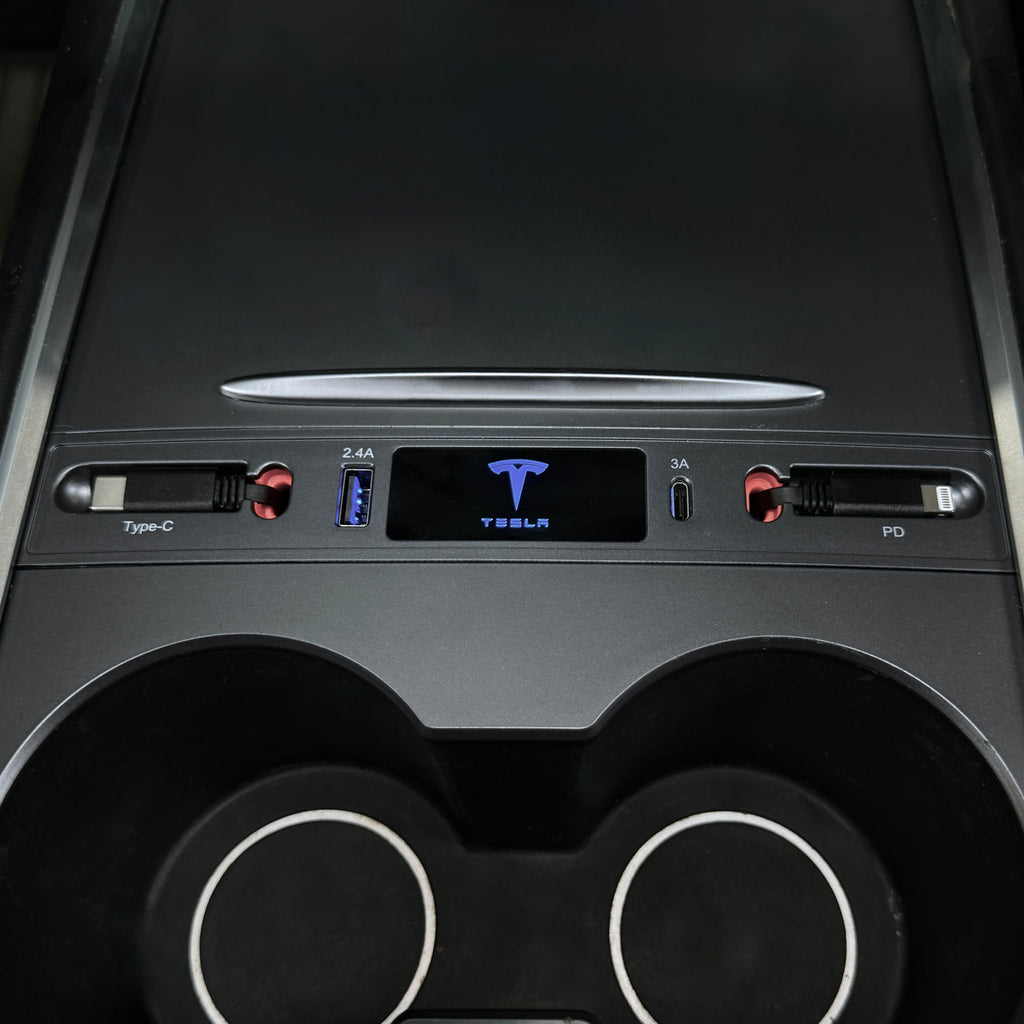 Model 3 & Y Center Console Docking Hub Charger with Retractable Chargi ...