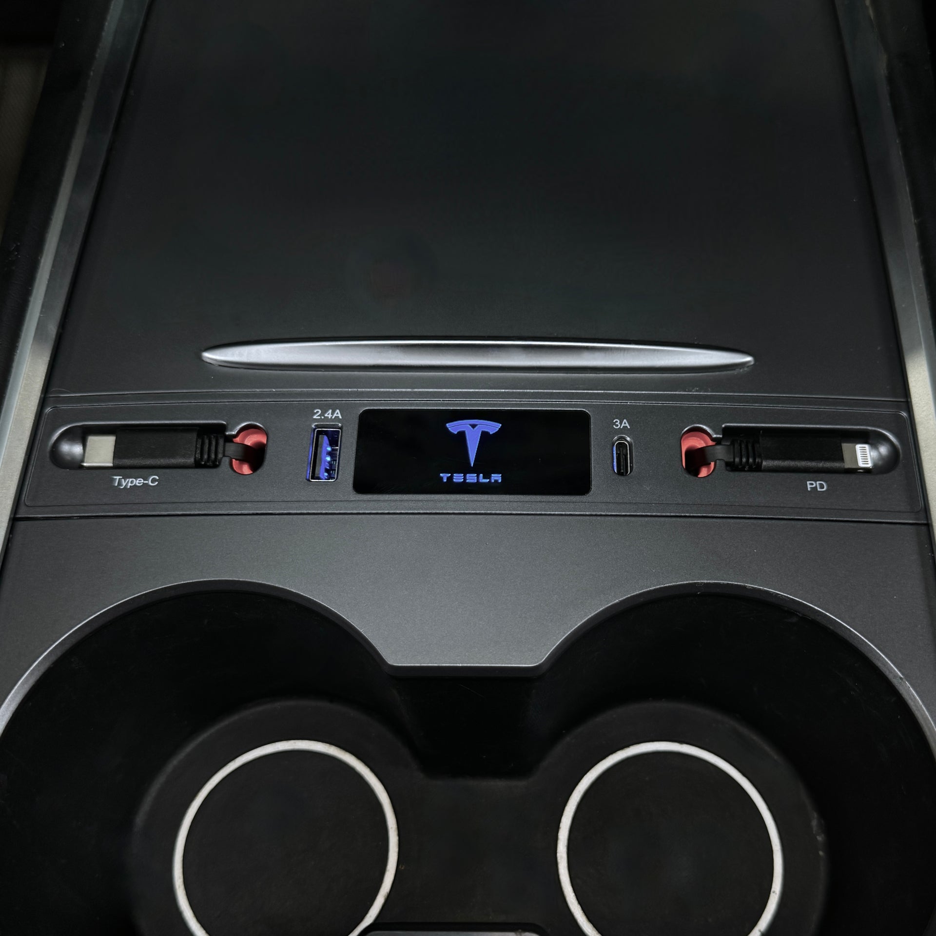 Model 3 & Y Center Console Docking Hub Charger with Retractable Chargi ...