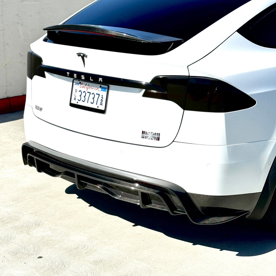 2022+ | Model X Colossal Rear Replacement Diffuser - Real Dry Molded C ...