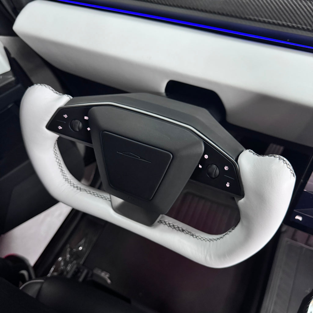 Cybertruck Heated Napa Leather Yoke Steering Wheel – OEM Core – RPM ...