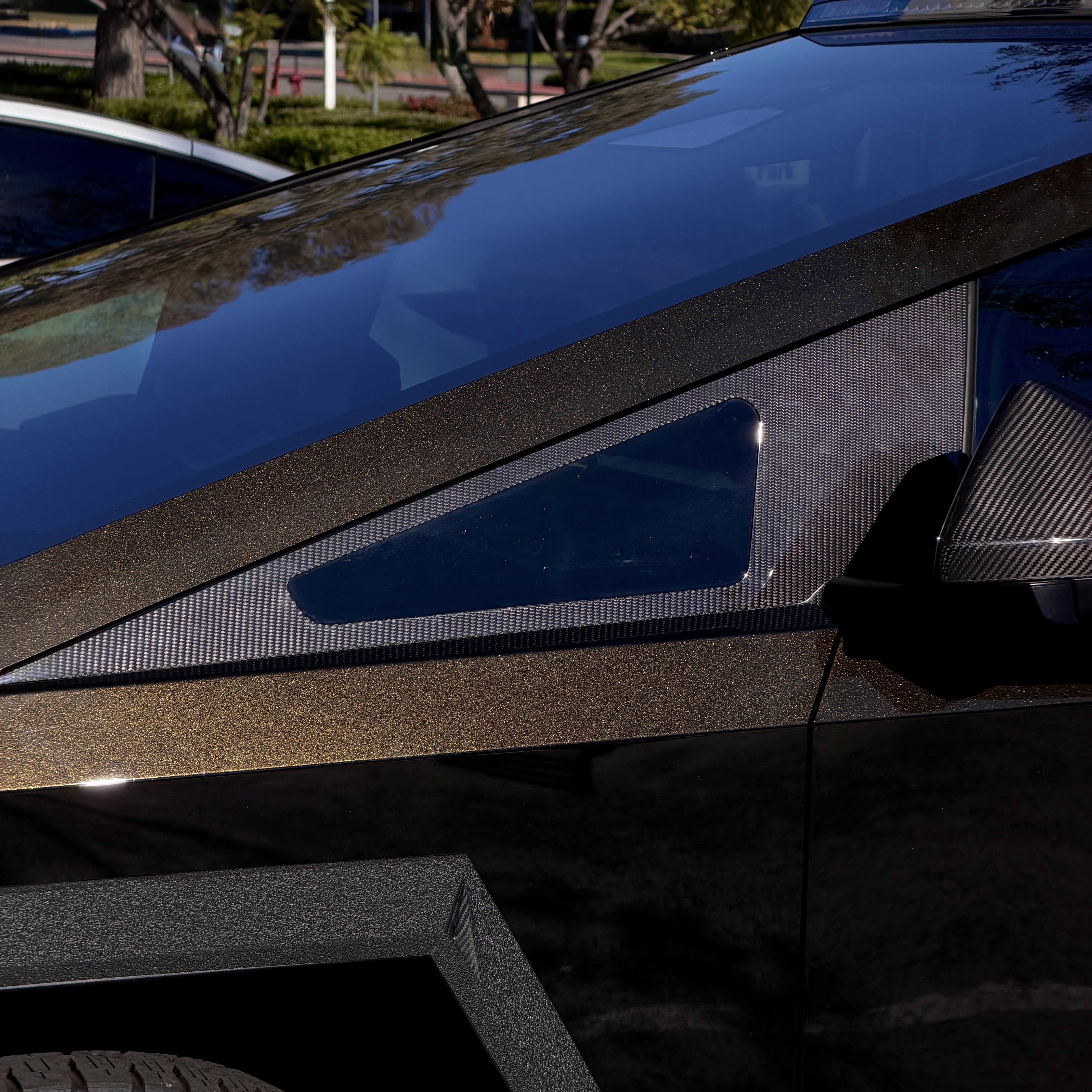 Cybertruck A-Pillar Full Corner Window Overlay (1 Pair) - Real Dry Mol ...