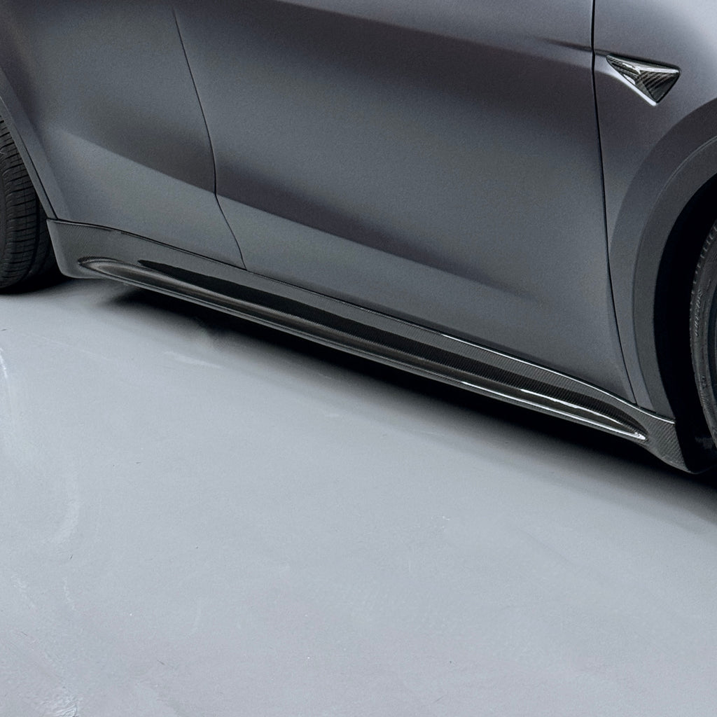 2020+ | Model Y Colossal Side Skirt Overlays - Real Dry Molded Carbon ...