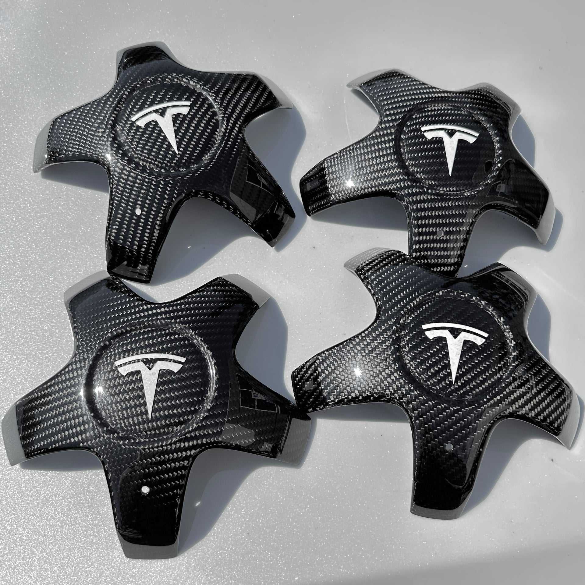 2021+ | Model S - 21" Arachnid Center Wheel Hubs - Real Molded Carbon ...