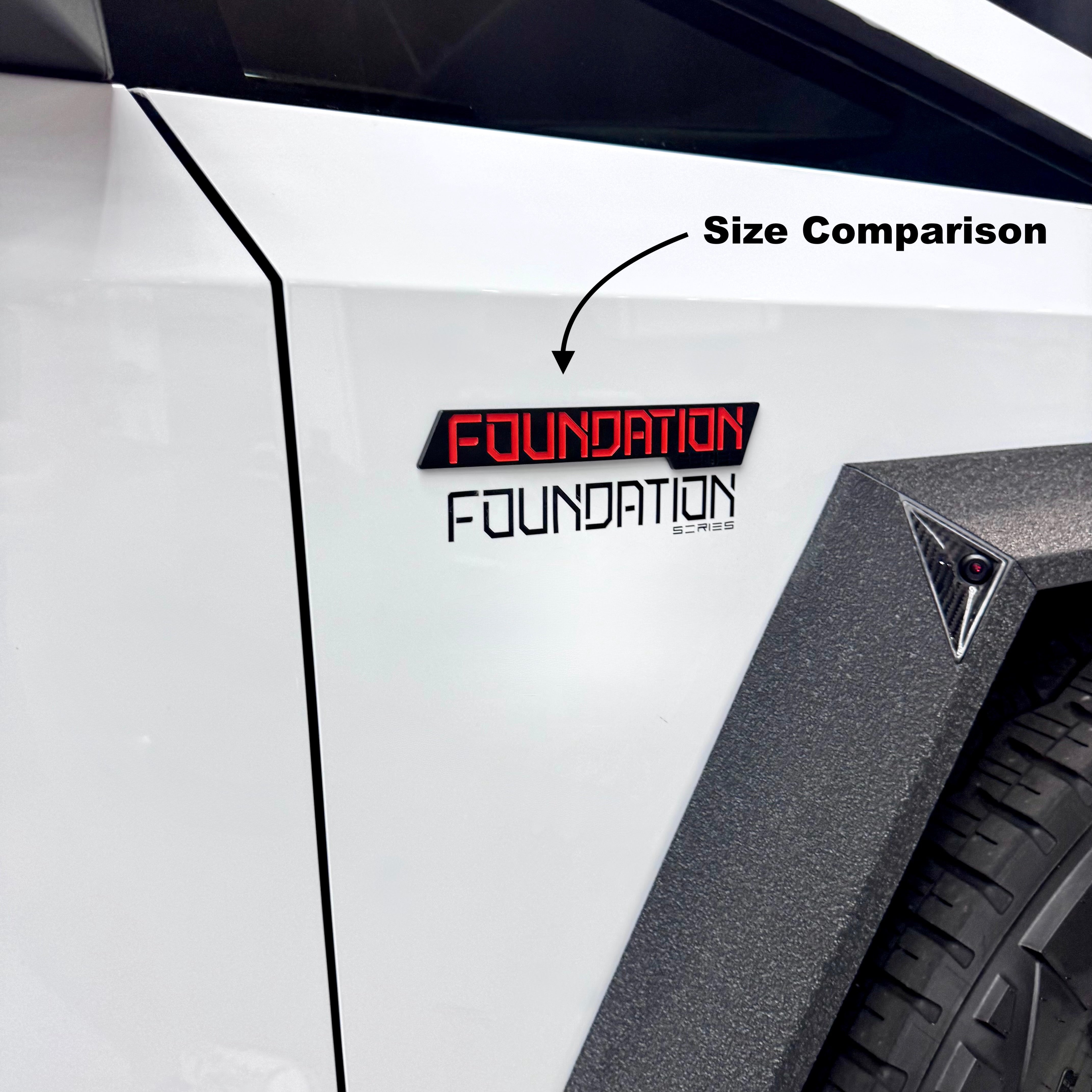 Cybertruck Foundation Emblems Raised Plastic Overlay - Red Letters ...