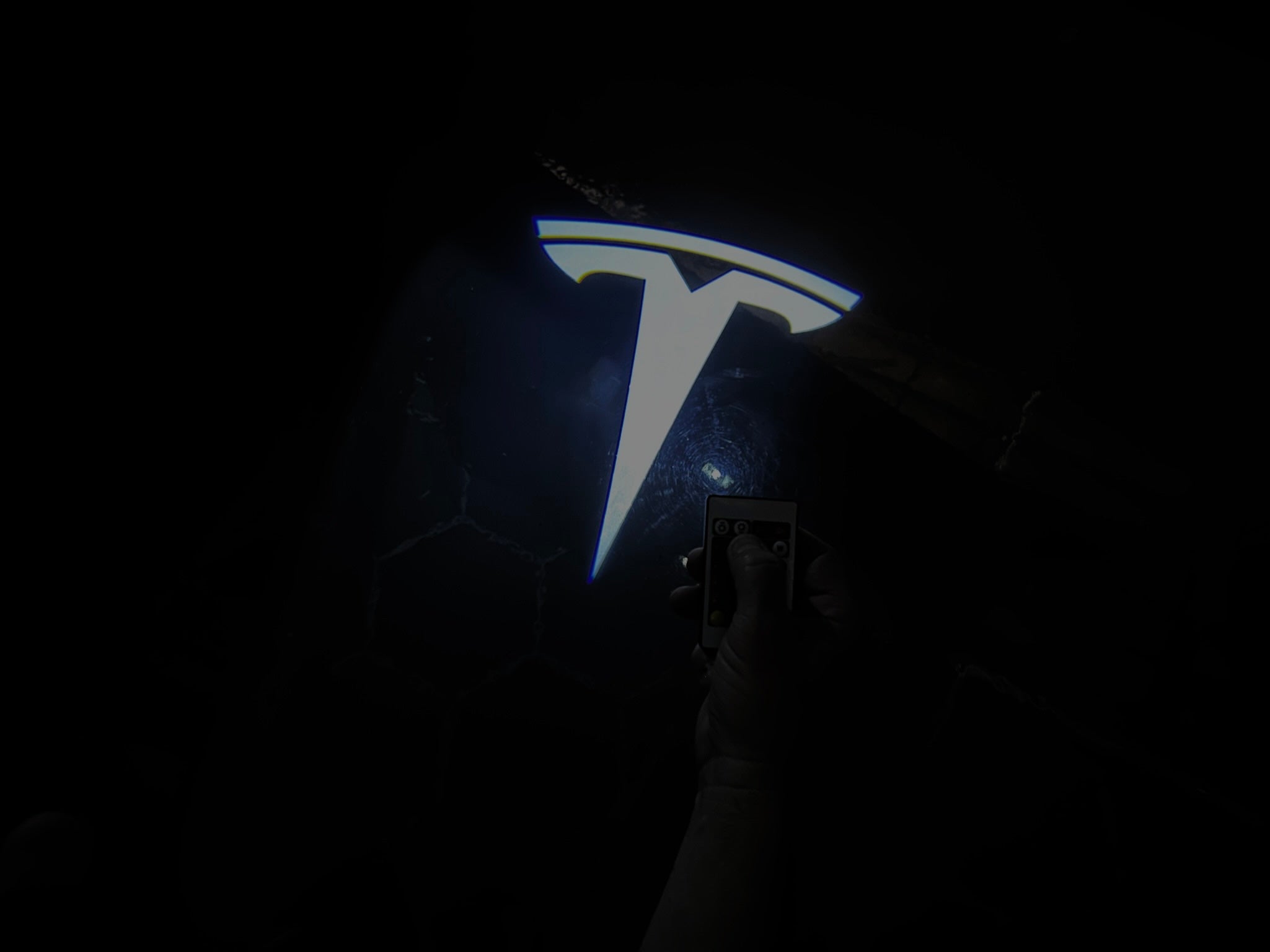 TESLA T Logo RGB Color Changing Puddle Lights with Glass Projector Lam ...
