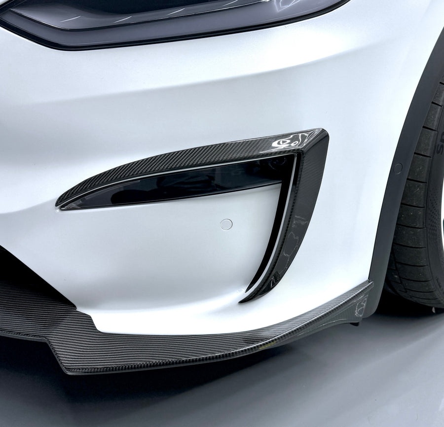 2022+ | Model X Fog Light Canards/Eyelids (1 Pair) - Real Molded Carbo ...