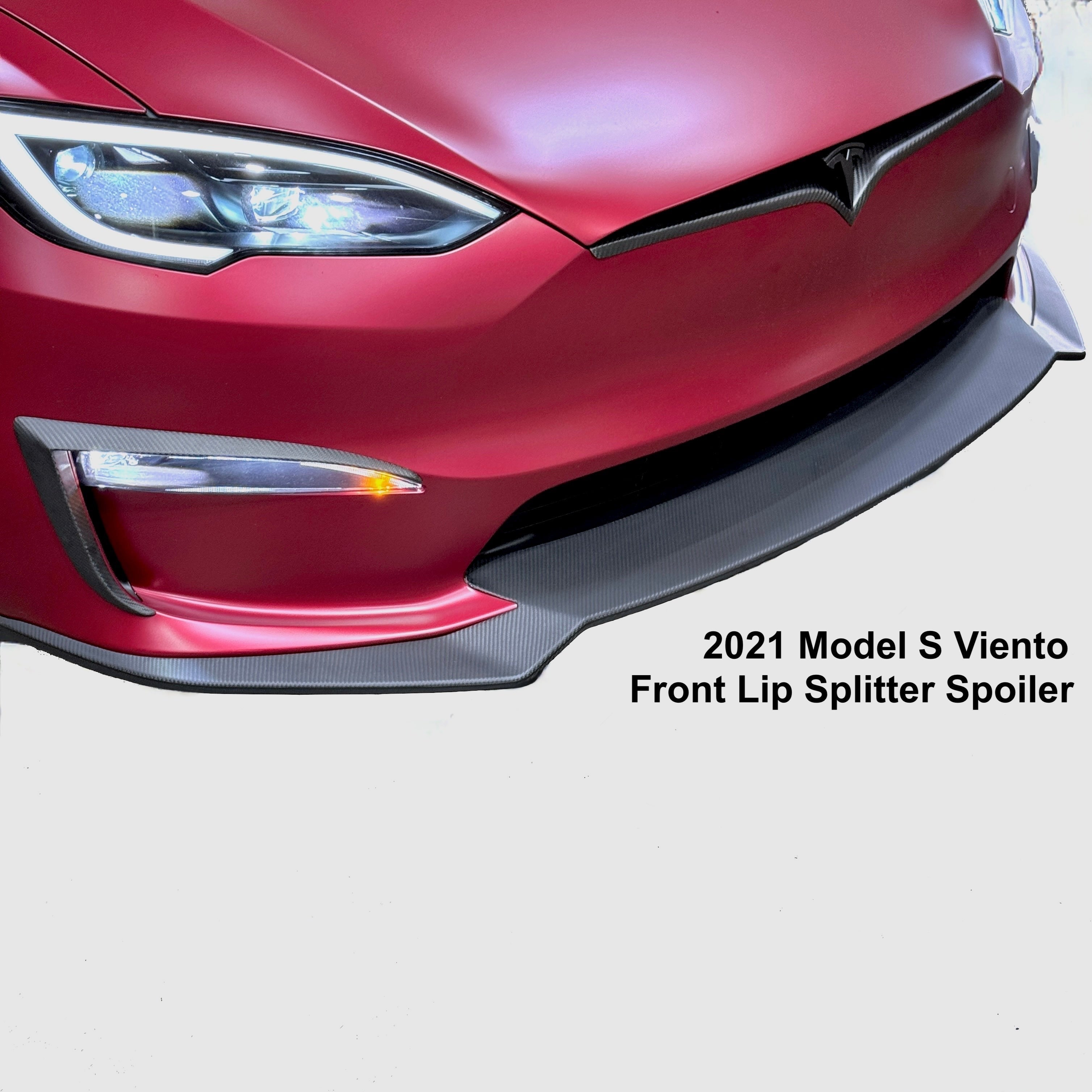 2021+ | Model S Viento Front Lip Spoiler - Real Molded Carbon Fiber ...