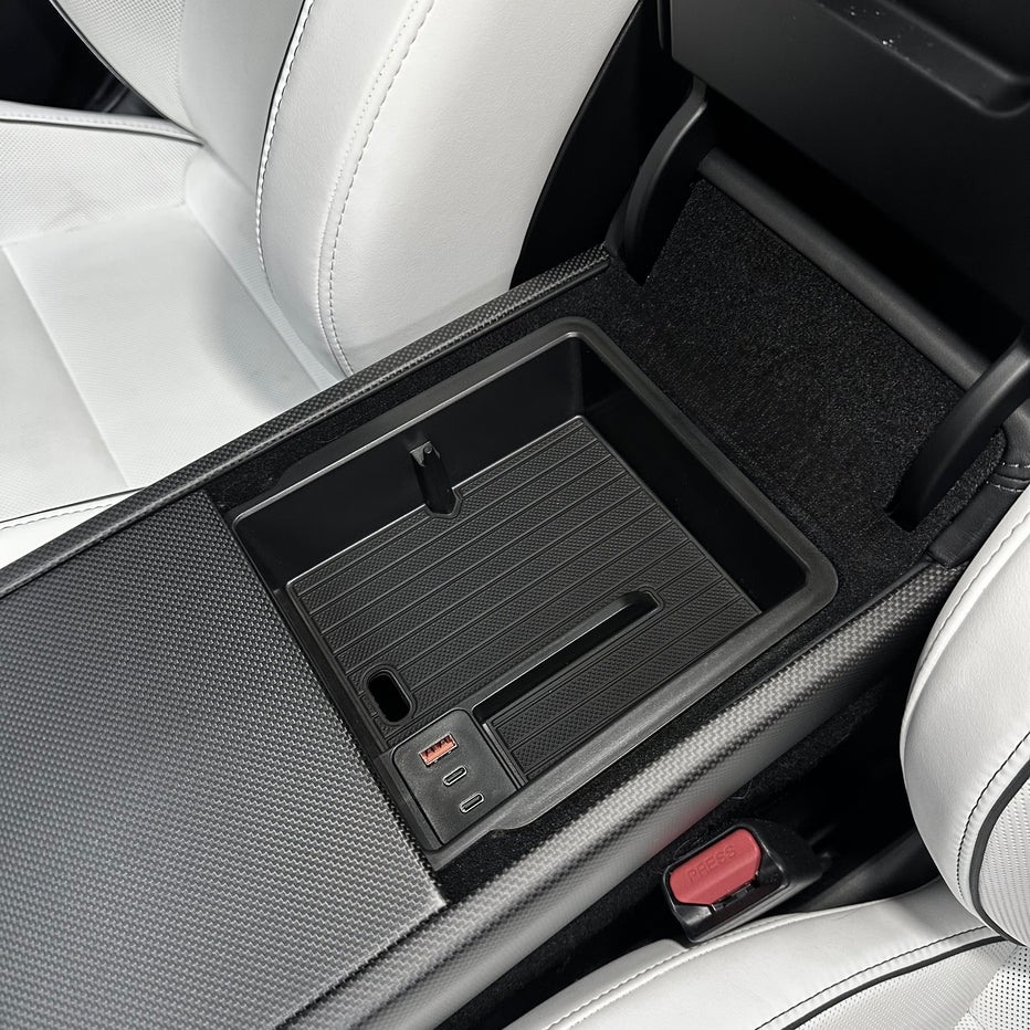 2026+ | Model Y Juniper Refreshed Armrest Tray ABS Plastic & Lined Rub ...