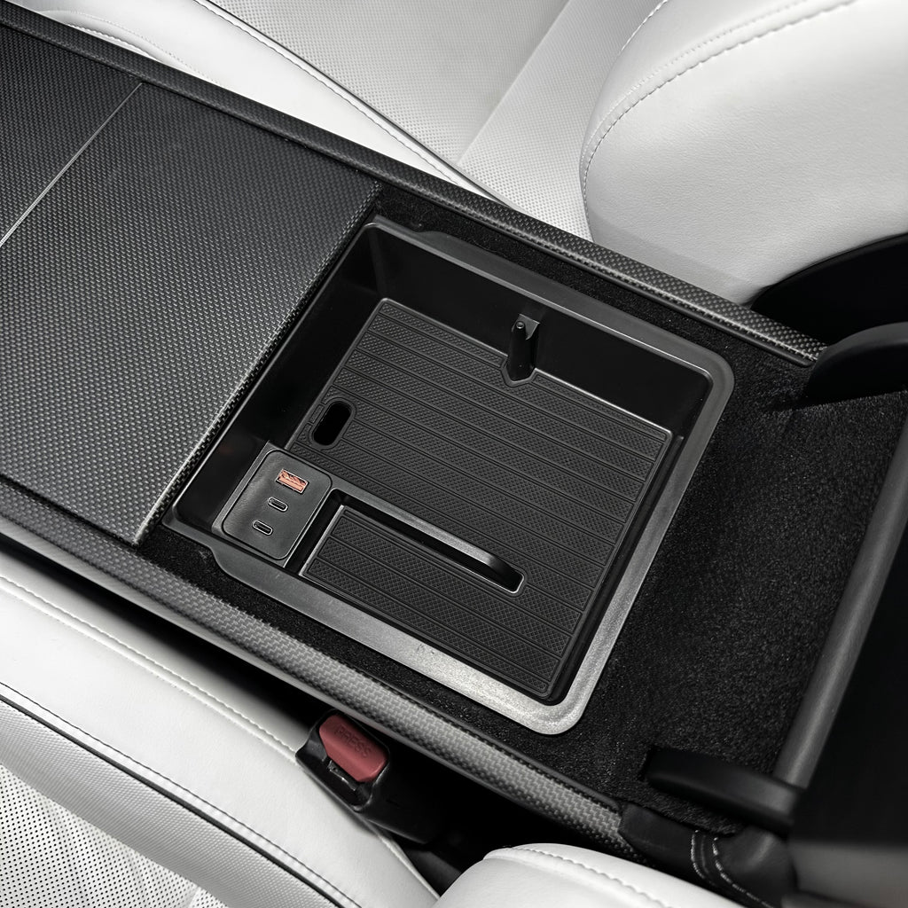2026+ | Model Y Juniper Refreshed Armrest Tray ABS Plastic & Lined Rub ...