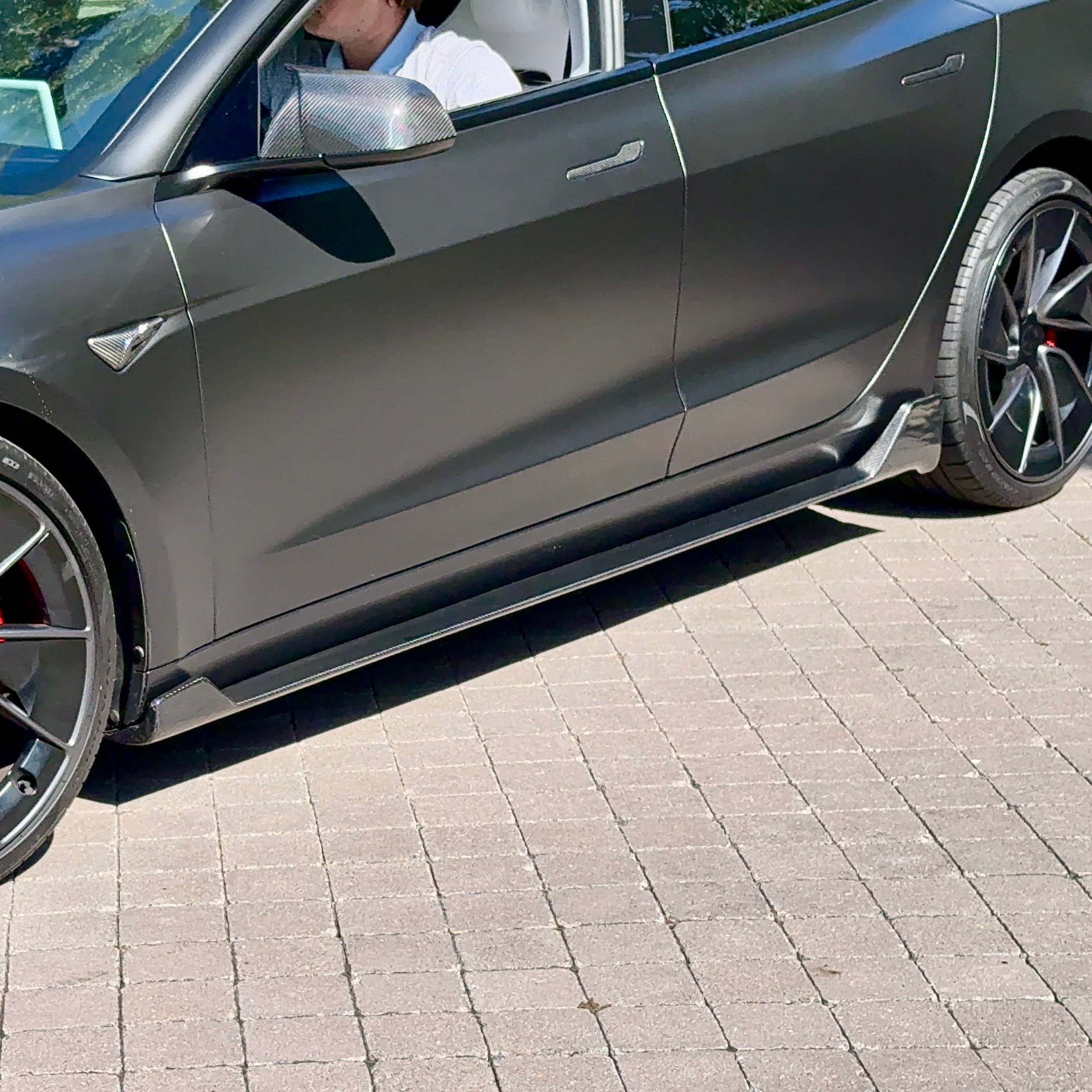 2017+ | Model 3 Colossal Side Skirt Overlays - Real Dry Molded Carbon ...