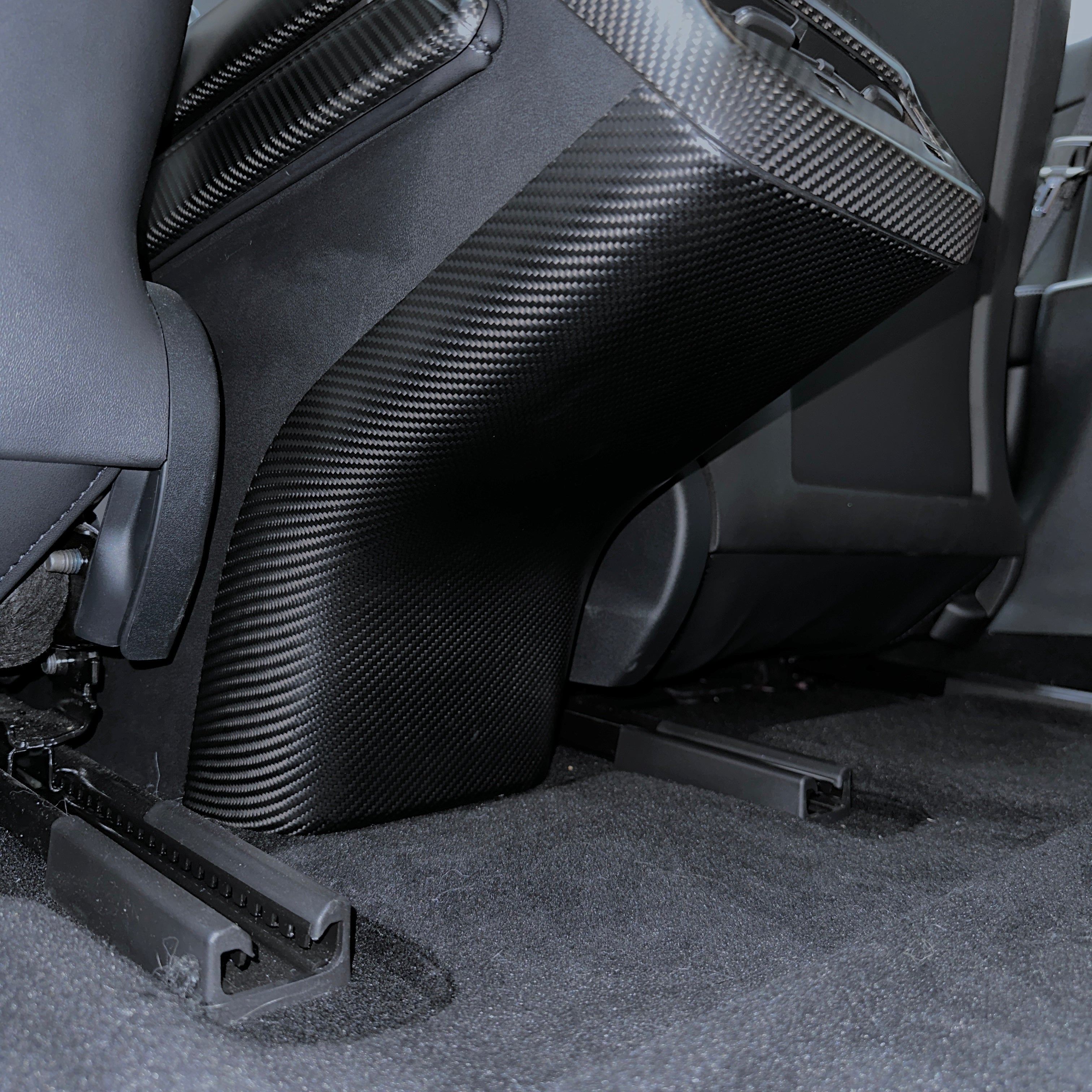 Model 3 & Y Backseat Center Console Base Overlay - Real Molded Carbon ...