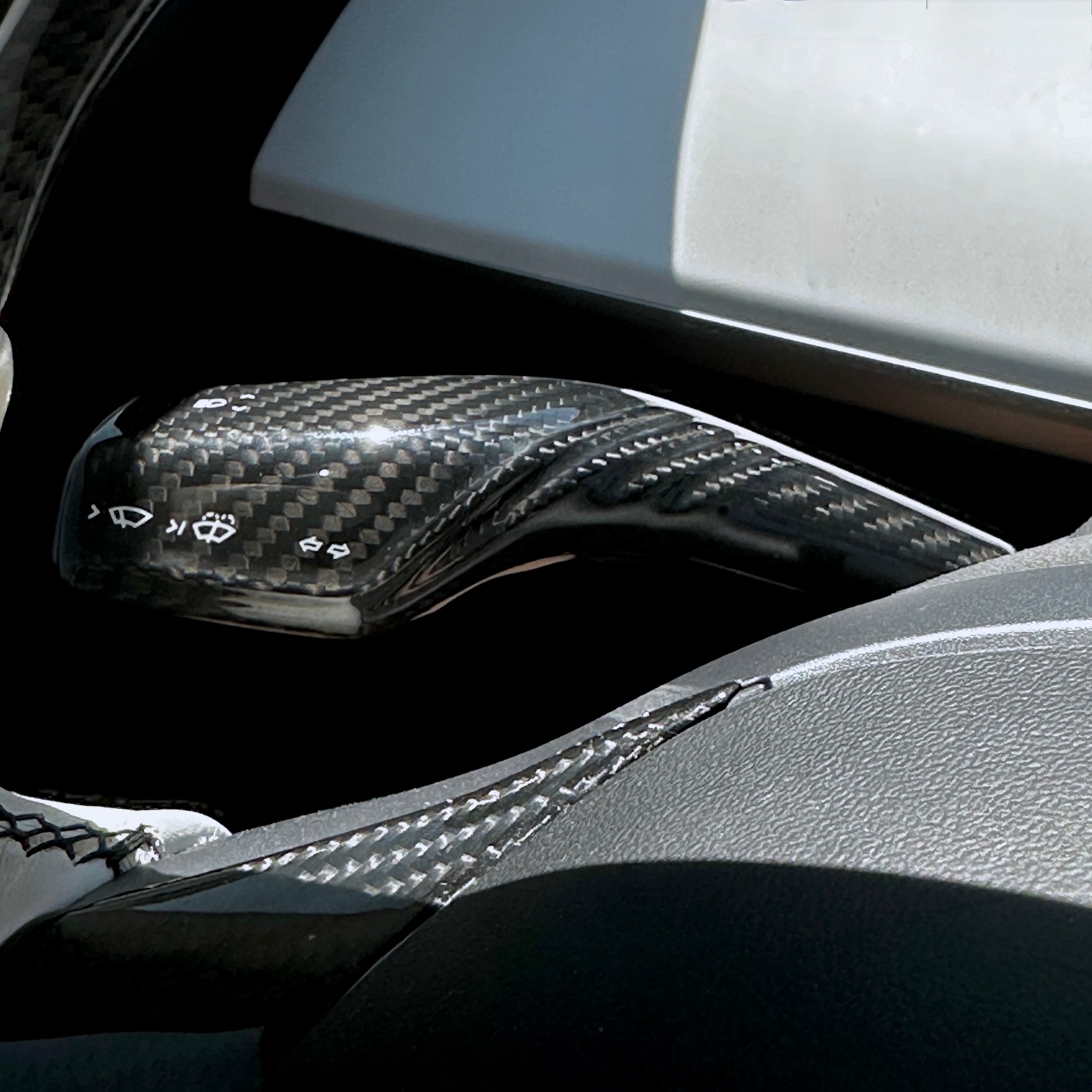 Model 3 & Y Turn Signal Stalk Covers Threaded Style - Real Molded Carb ...