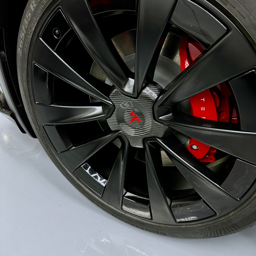 Model X - 22" Turbine Center Wheel Hubs - Real Molded Carbon Fiber- (S ...