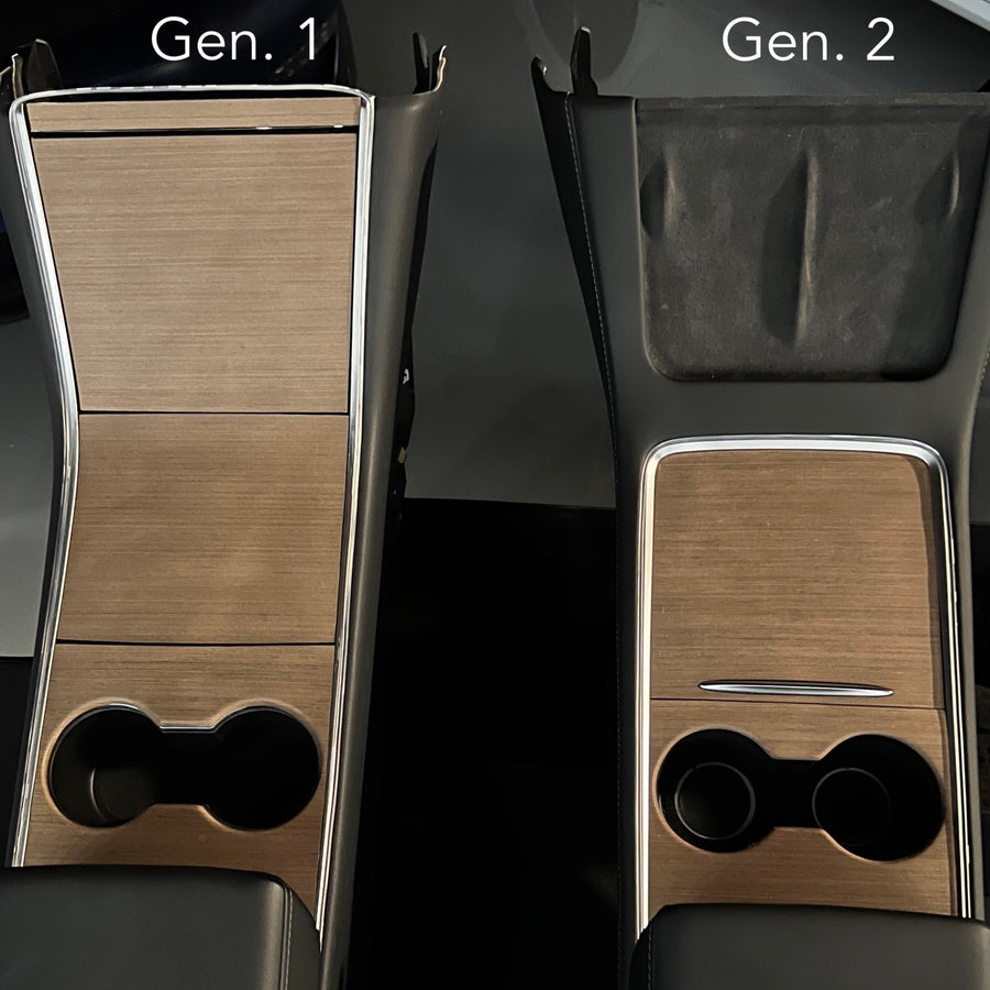 Model 3 & Y Center Console Overlays - Contoured Open-Pore Wood (Gen. 2 ...