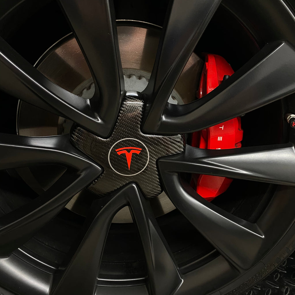 Model 3 - 19" Sport Center Wheel Hubs, Real Molded Carbon Fiber (Set o ...