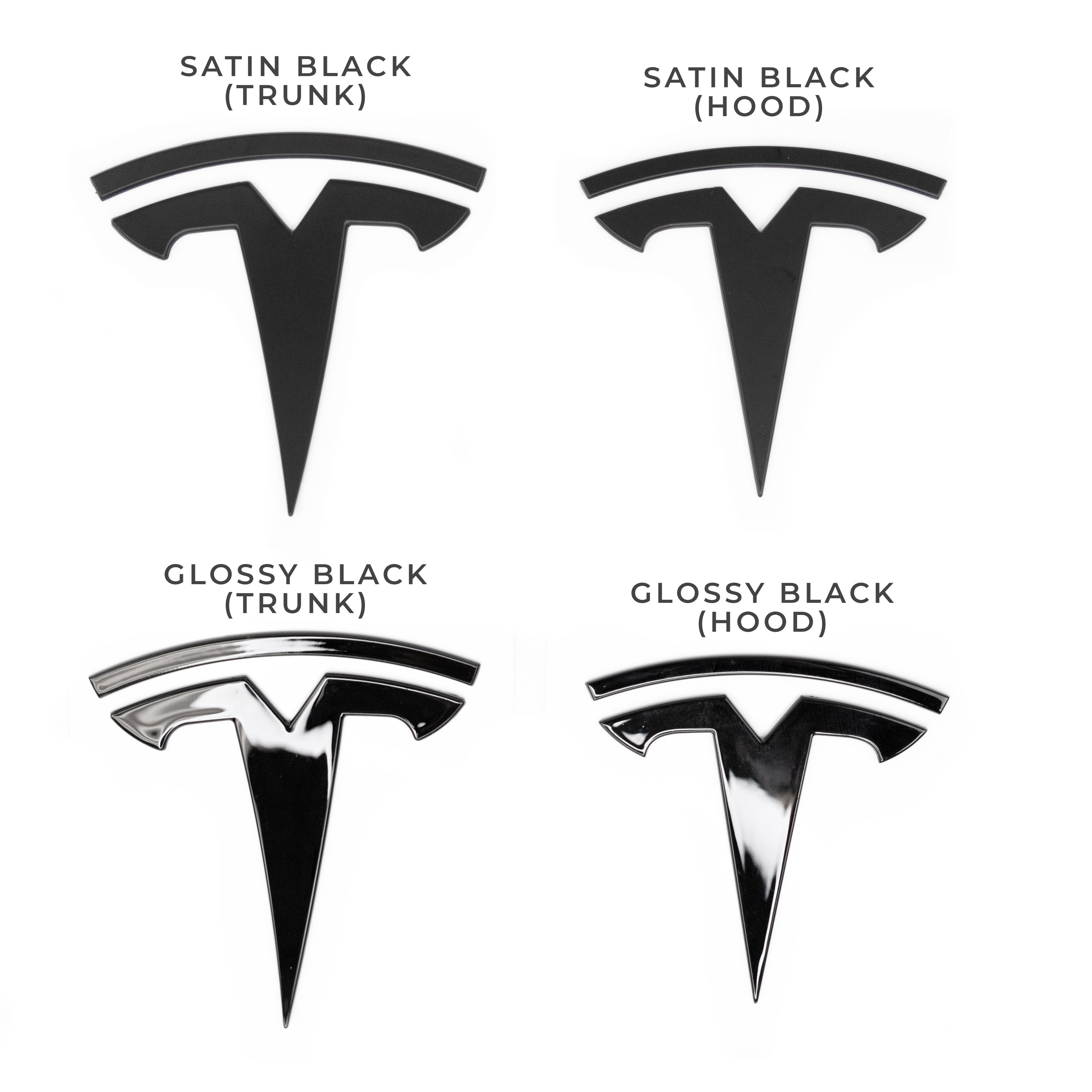Model Y Replacement TESLA T Logo Emblems for Hood & Trunk (1 Pair, 4 P ...