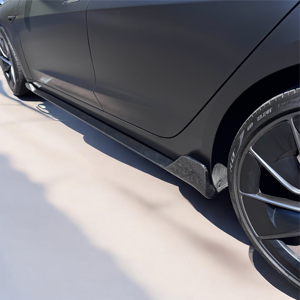 2017+ | Model 3 Colossal Side Skirt Overlays - Real Dry Molded Carbon ...