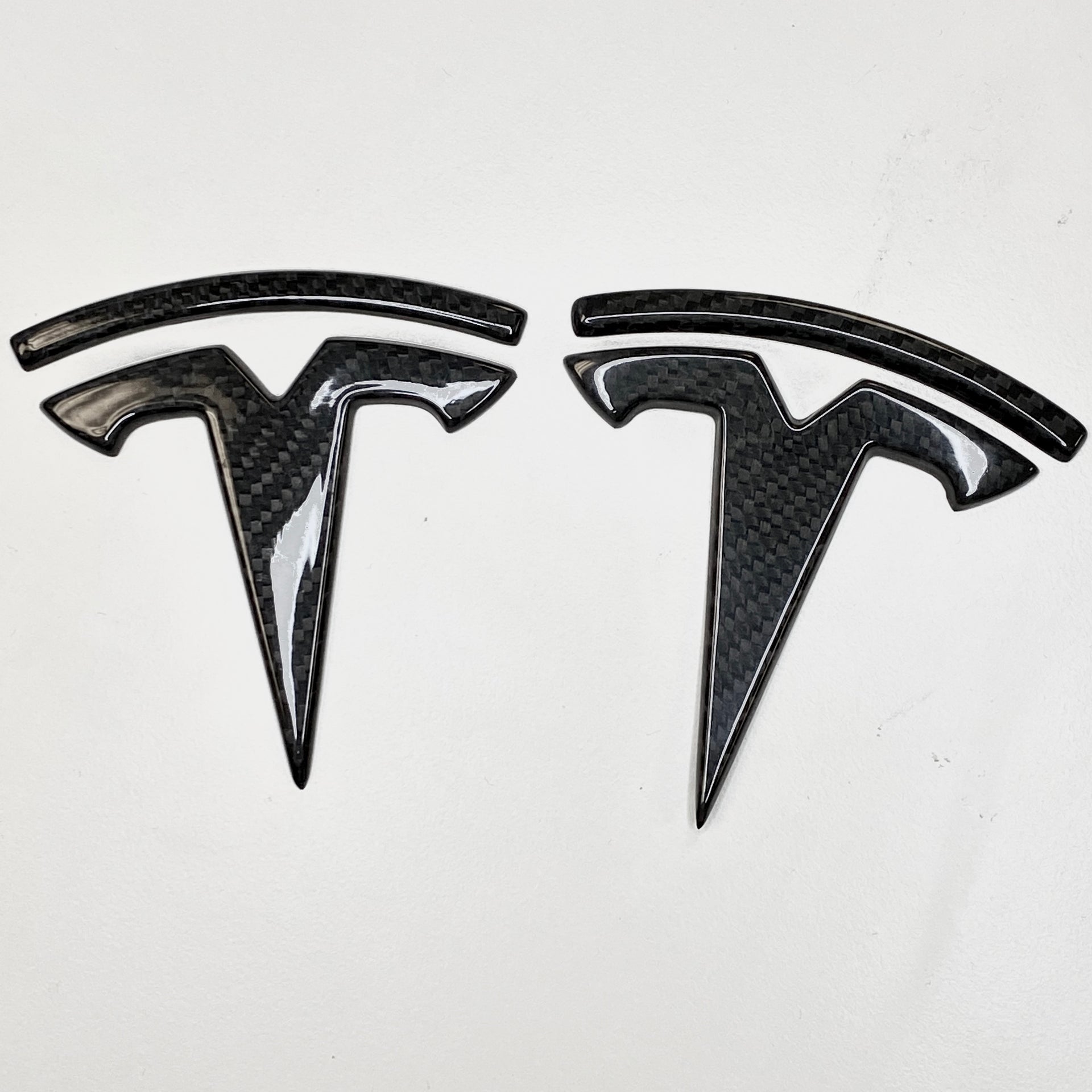 Model Y T Logo Overlay (4 Pieces) Front & Rear - Real Molded Carbon Fi ...