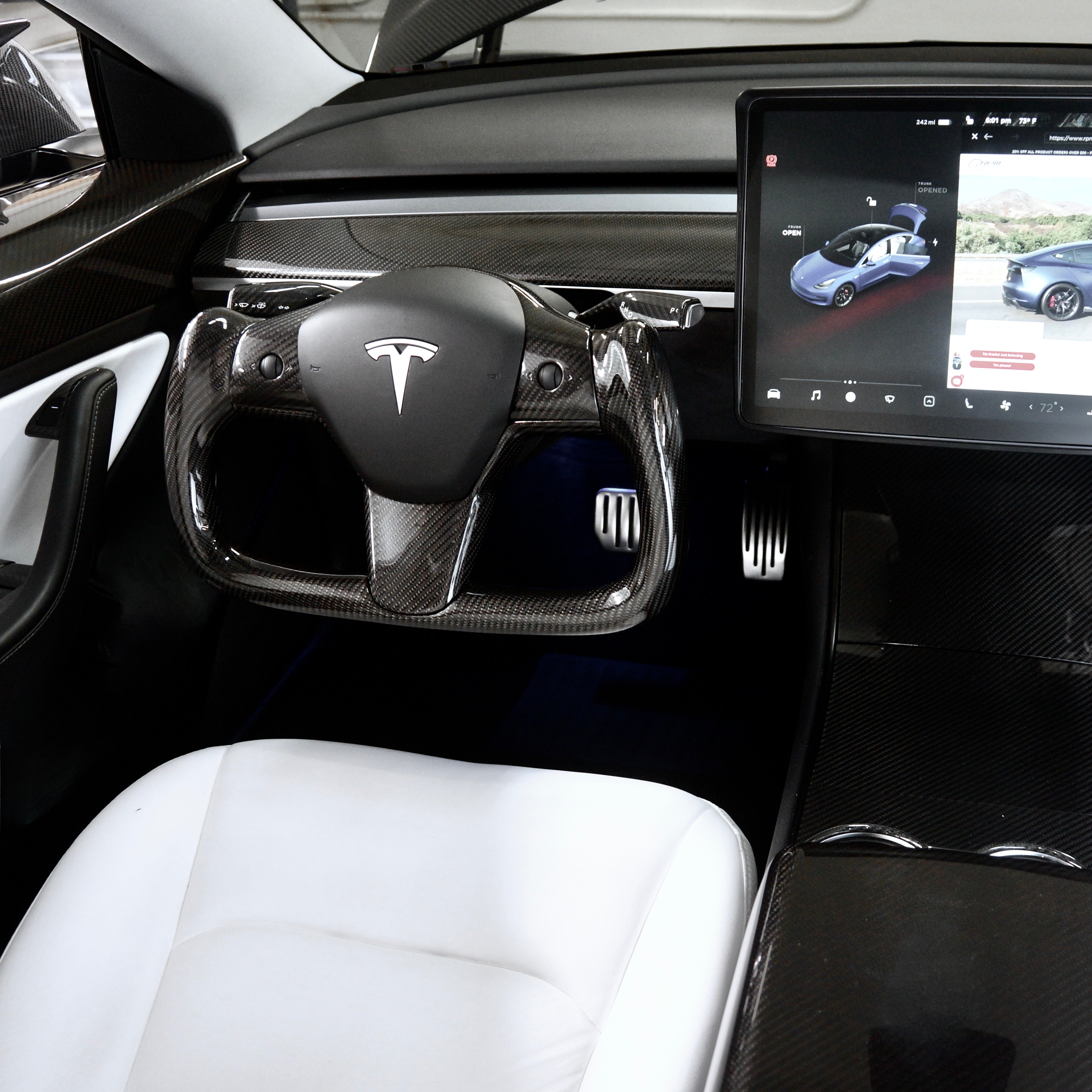 Model 3 & Y Yoke Style Steering Wheel - Full Carbon Fiber - Non Heated ...