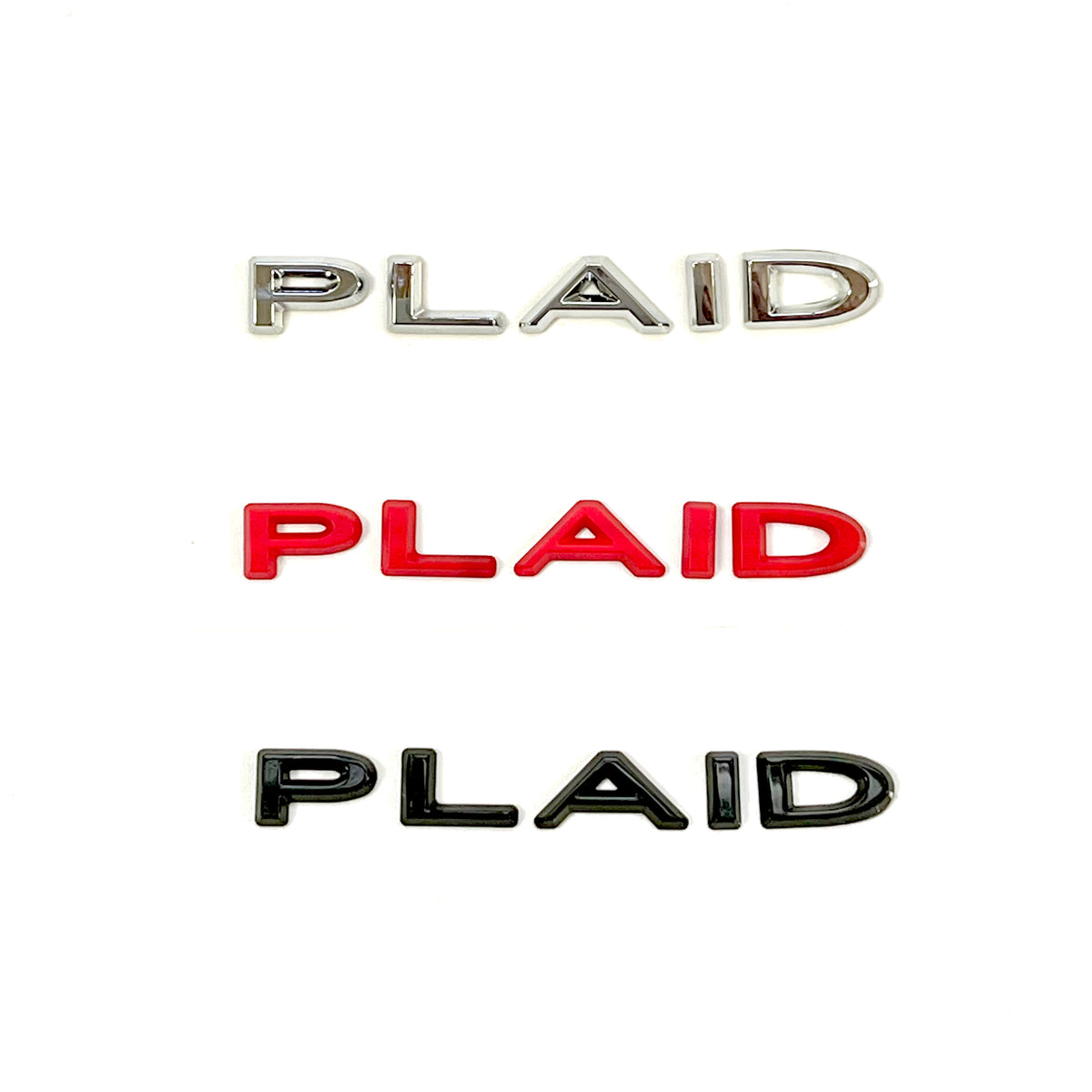 PLAID Badge Trunk Emblems - Black, Chrome, or Red Color – RPM TESLA ...