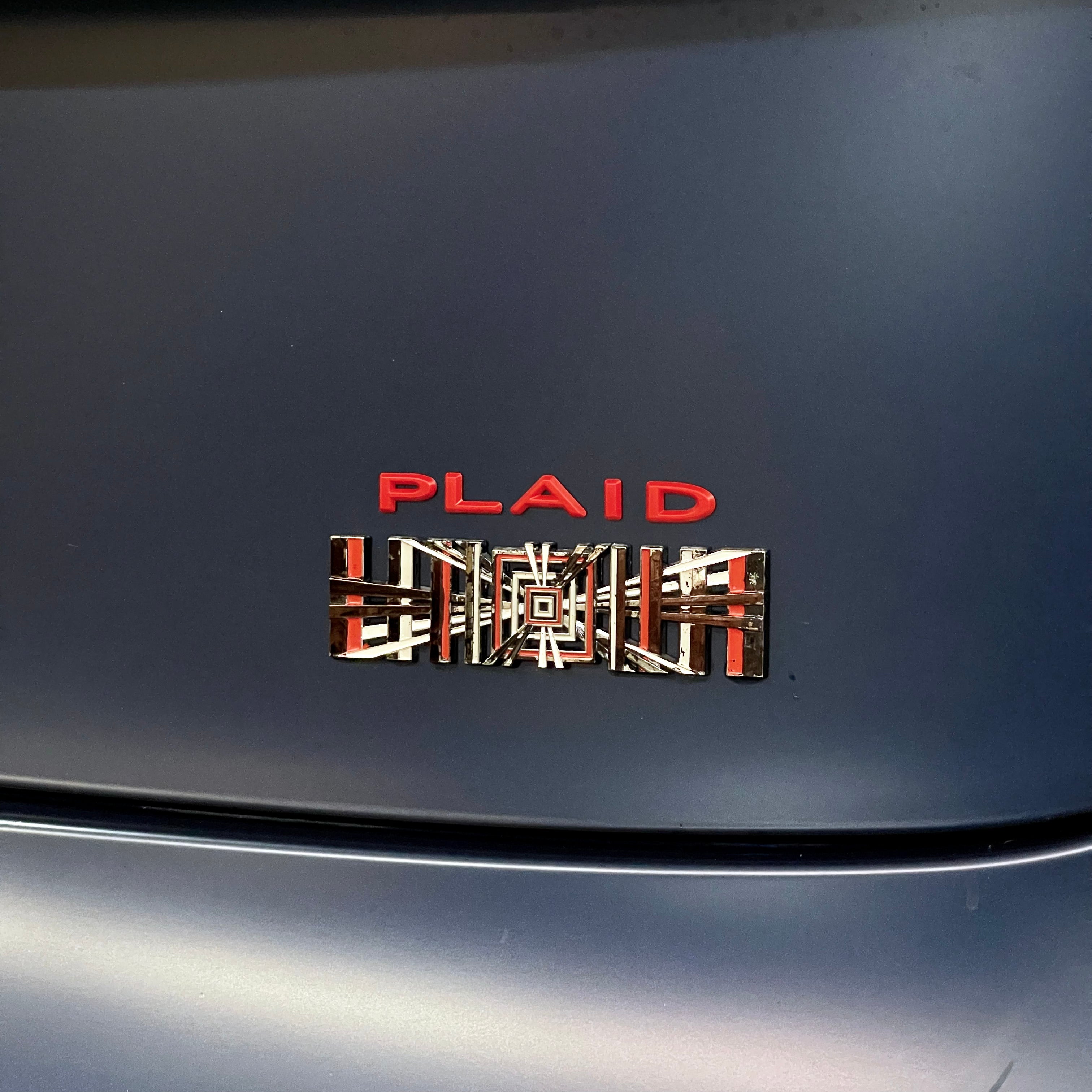 PLAID Badge Trunk Emblems - Black, Chrome, or Red Color – RPM TESLA ...