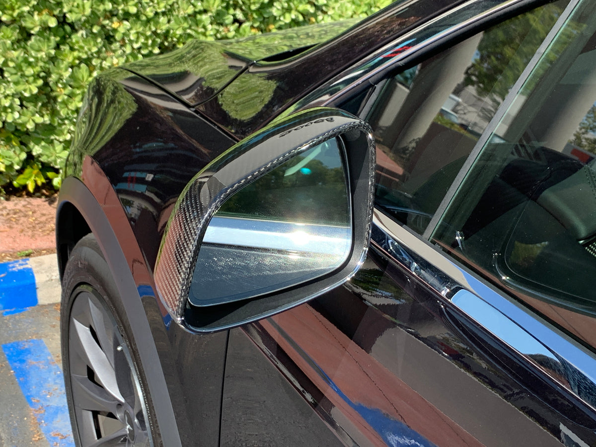 Model X Side View Mirror Overlay Cap Covers (1 Pair) - Real Dry Molded ...