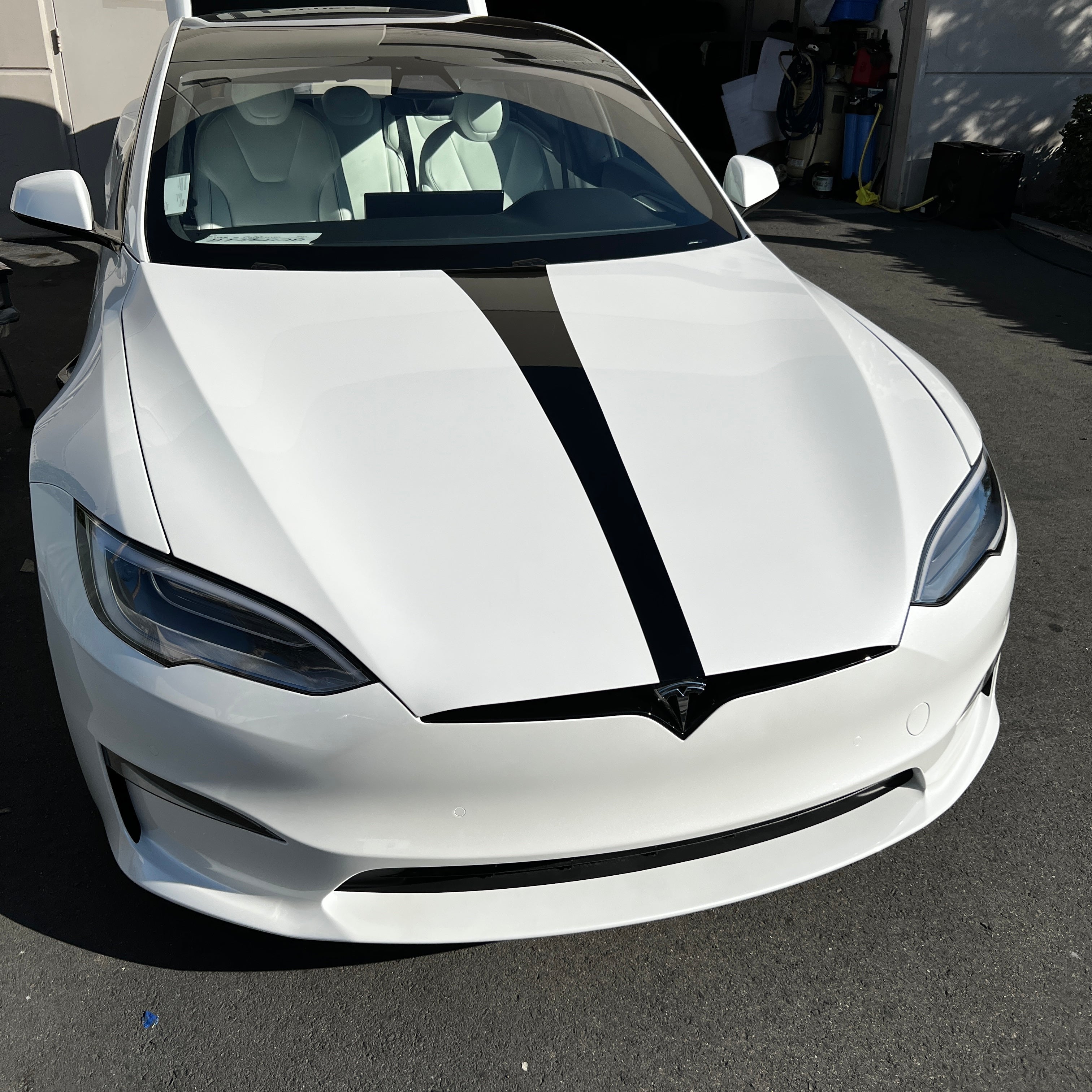 Model S Hood Racing Stripe Made from Xpel Ultimate Plus Black PPF – RPM ...
