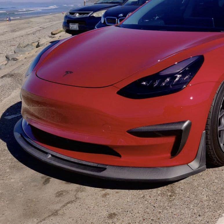 2017-2023 | Model 3 Razzo Aero Front Lip (3 Pieces with 2 Flanges).- R ...