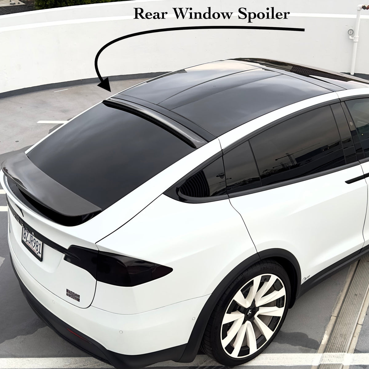 Model X Rear Tailgate Window Spoiler (Hollow Version) - Real Molded Ca ...