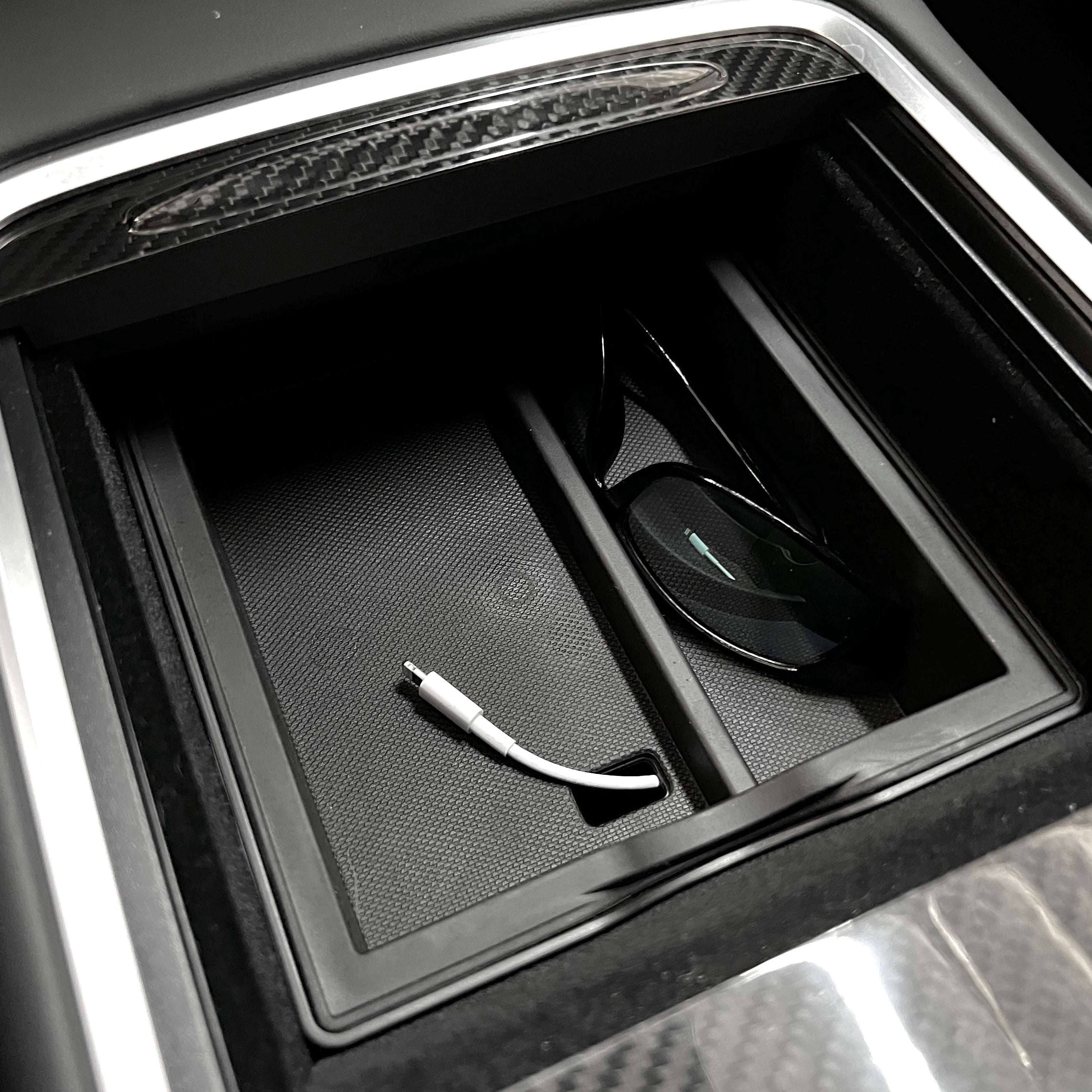 Model 3 & Y Lined Center Console Sliding Tray with Access Hole (Gen. 2 ...