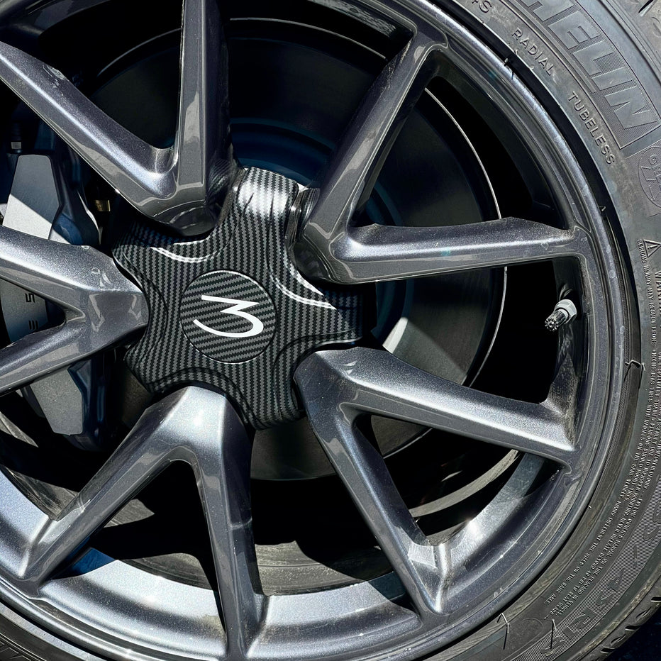 Model 3 18" Aero Wheel Center Hub Caps (Set of 4) - Hydro Carbon Fiber ...