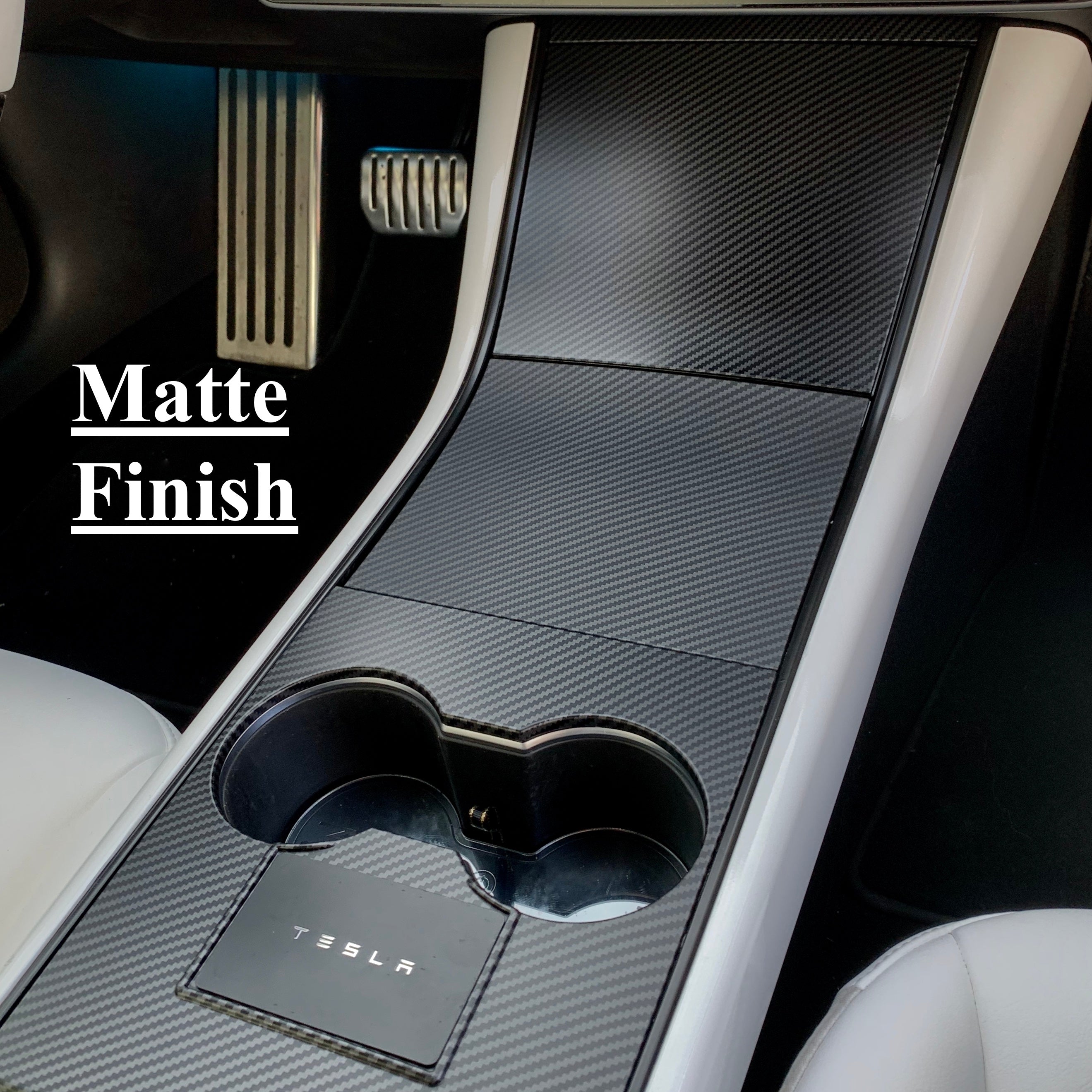 Model 3 & Y Center Console Cap ABS Plastic (Gen. 1) - Hydro Carbon Fib ...