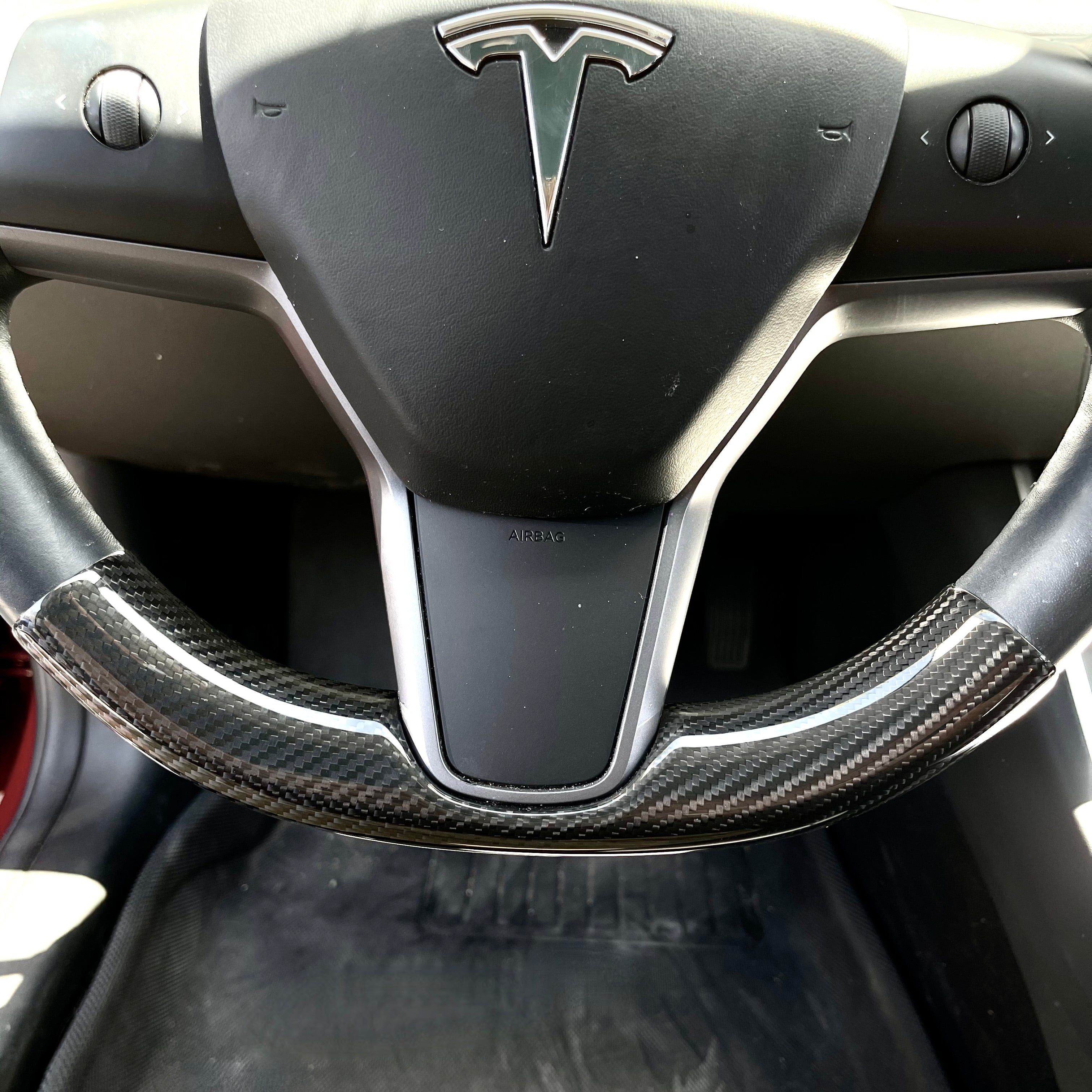 Model 3 & Y Lower Steering Wheel Overlay - Real Molded Carbon Fiber ...
