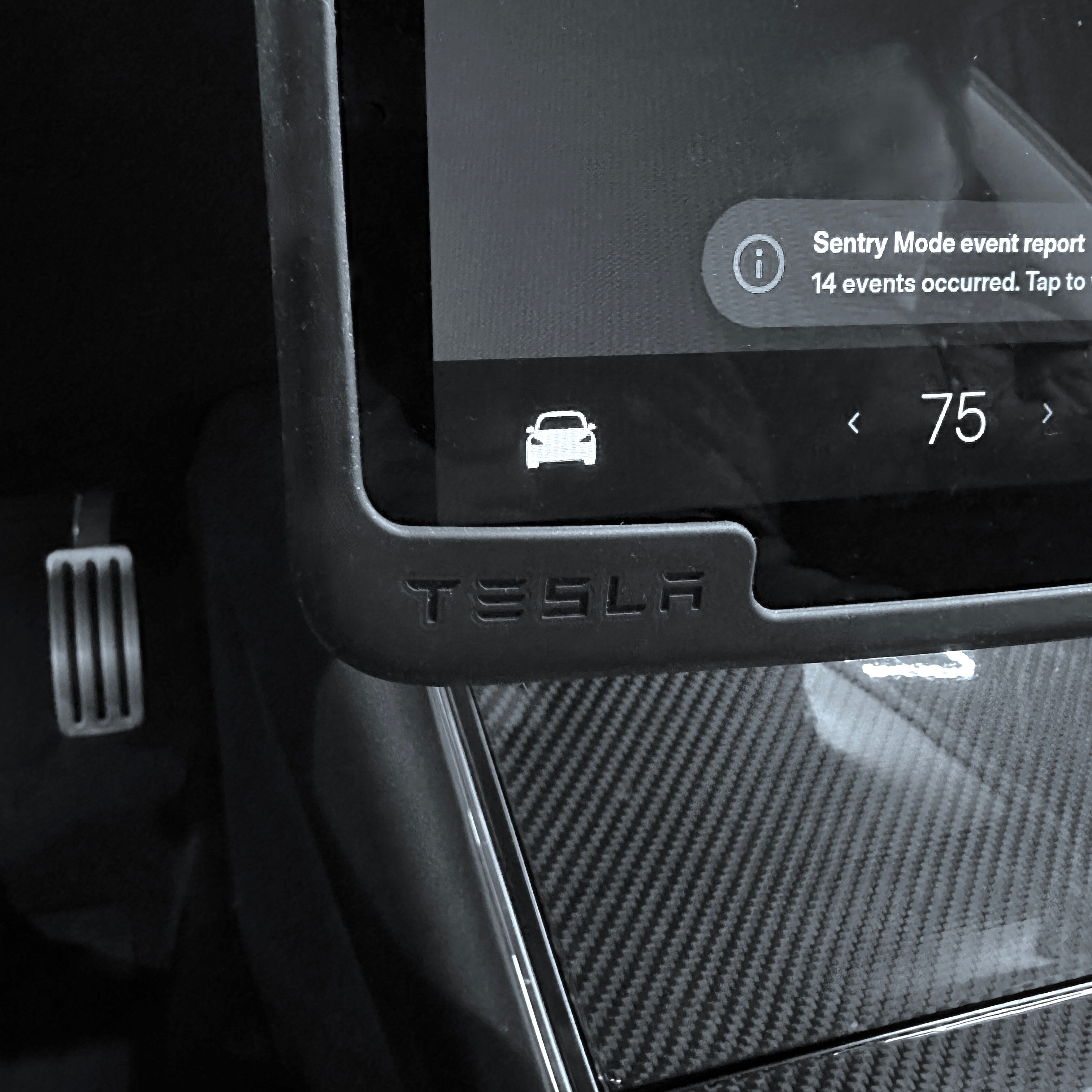 Model 3 & Y Display Screen Frame Protector Wider TESLA Embossed - Blac ...