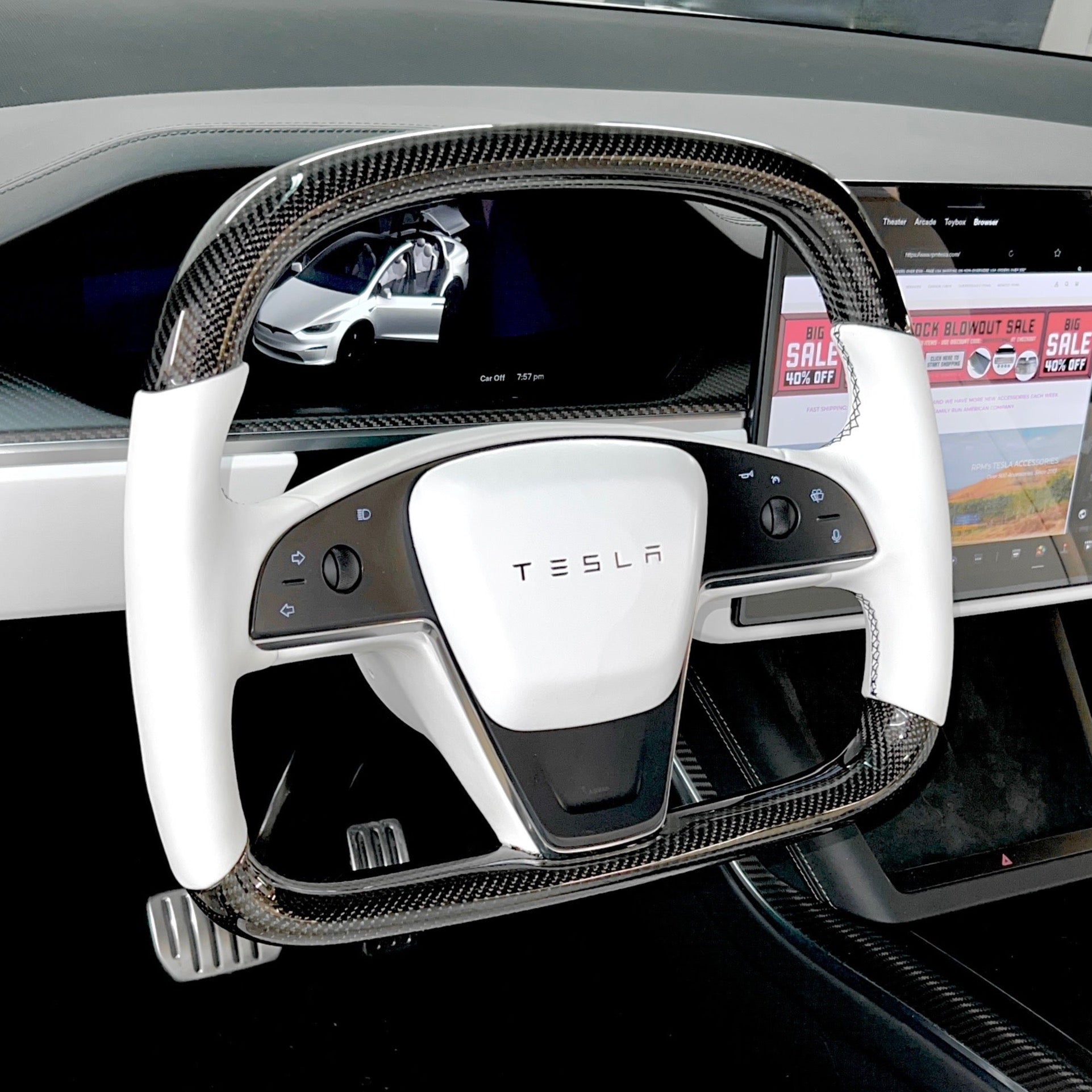 2021-2023 | Model S & X Yoke D-Round Steering Wheel - Real Molded Carb ...