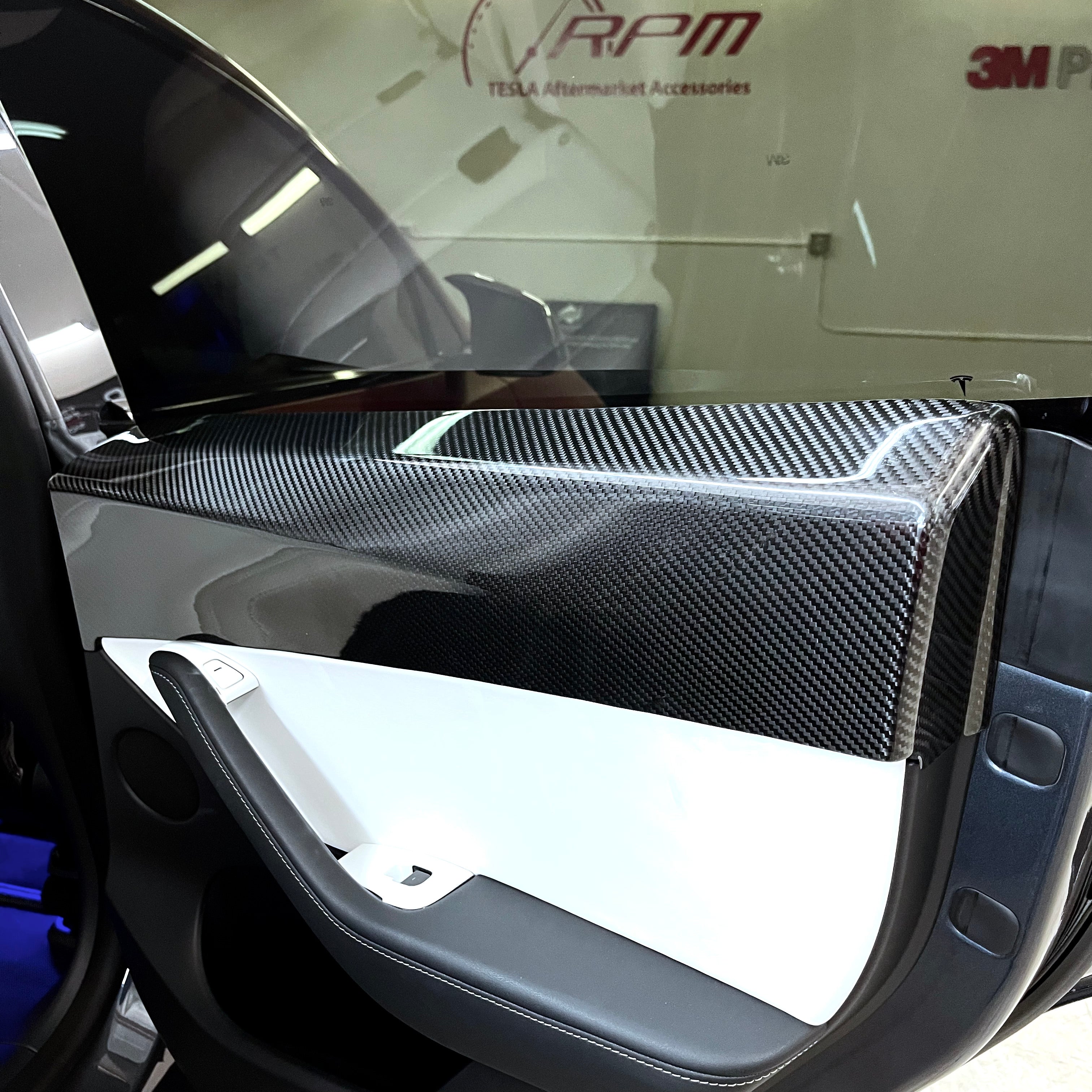 2020-2025 | Model Y Rear Door Panel Overlays (1 Pair) - Real Molded Ca ...
