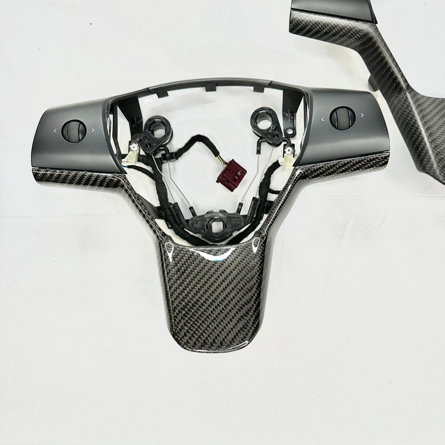 Model 3 & Y Steering Wheel Bezel Upgrade - Real Molded Carbon Fiber ...