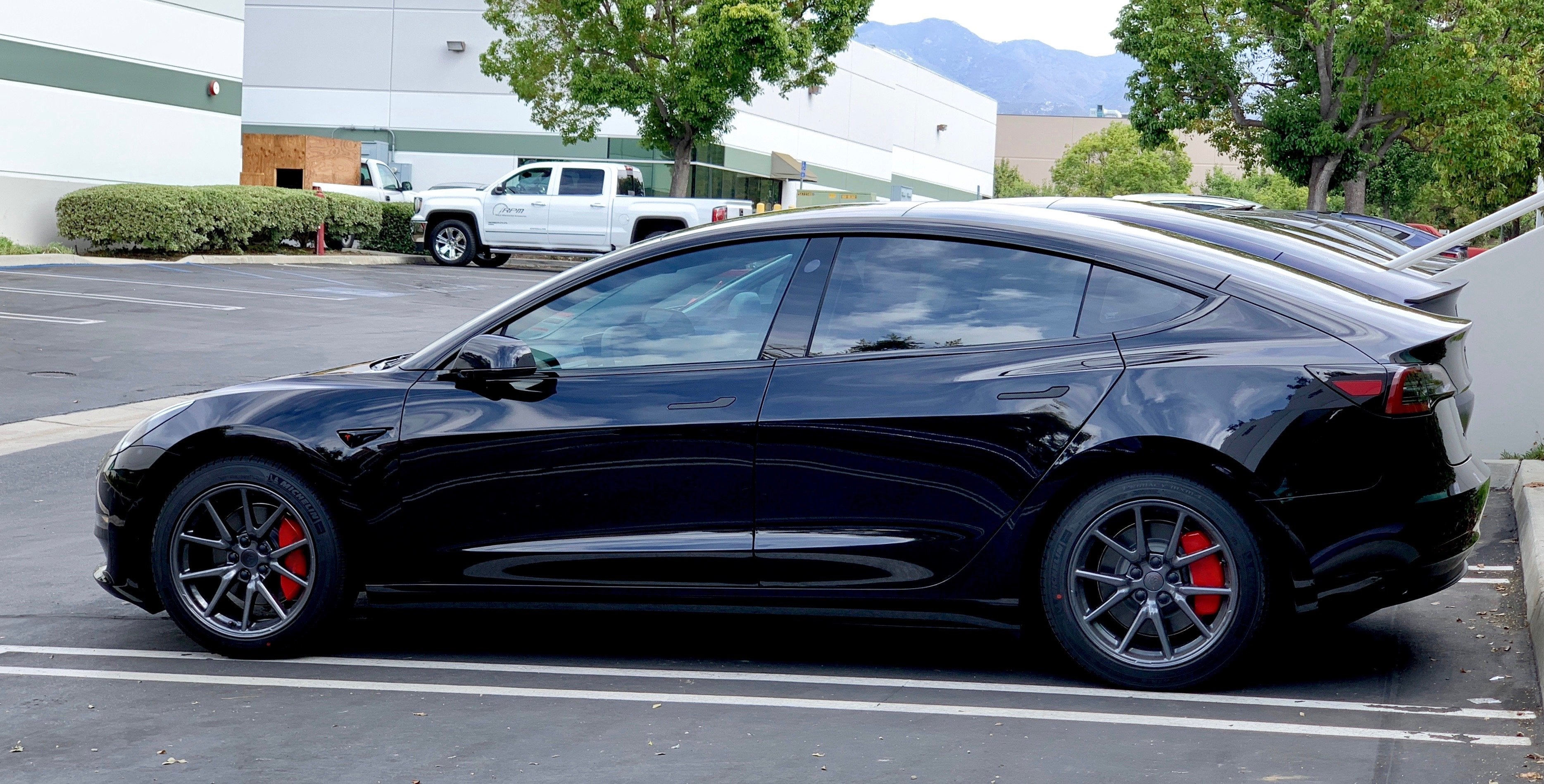 Model 3 Flat Caliper Covers - Red (Engraved TESLA or with Vinyl TESLA ...