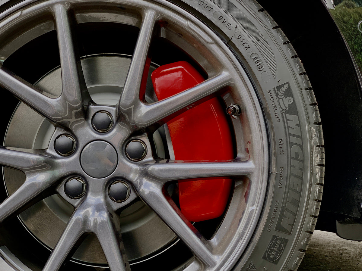 Model 3 Flat Caliper Covers - Red (Engraved TESLA or with Vinyl TESLA ...