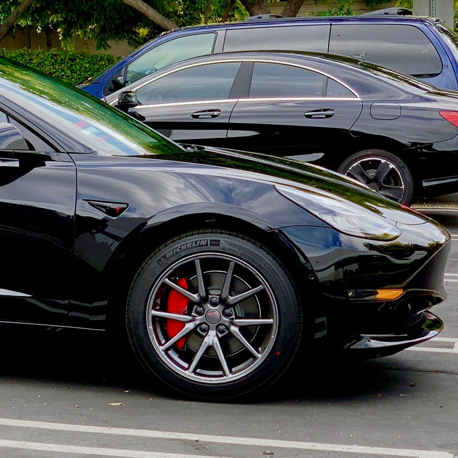 Model 3 Flat Caliper Covers - Red (Engraved TESLA or with Vinyl TESLA ...