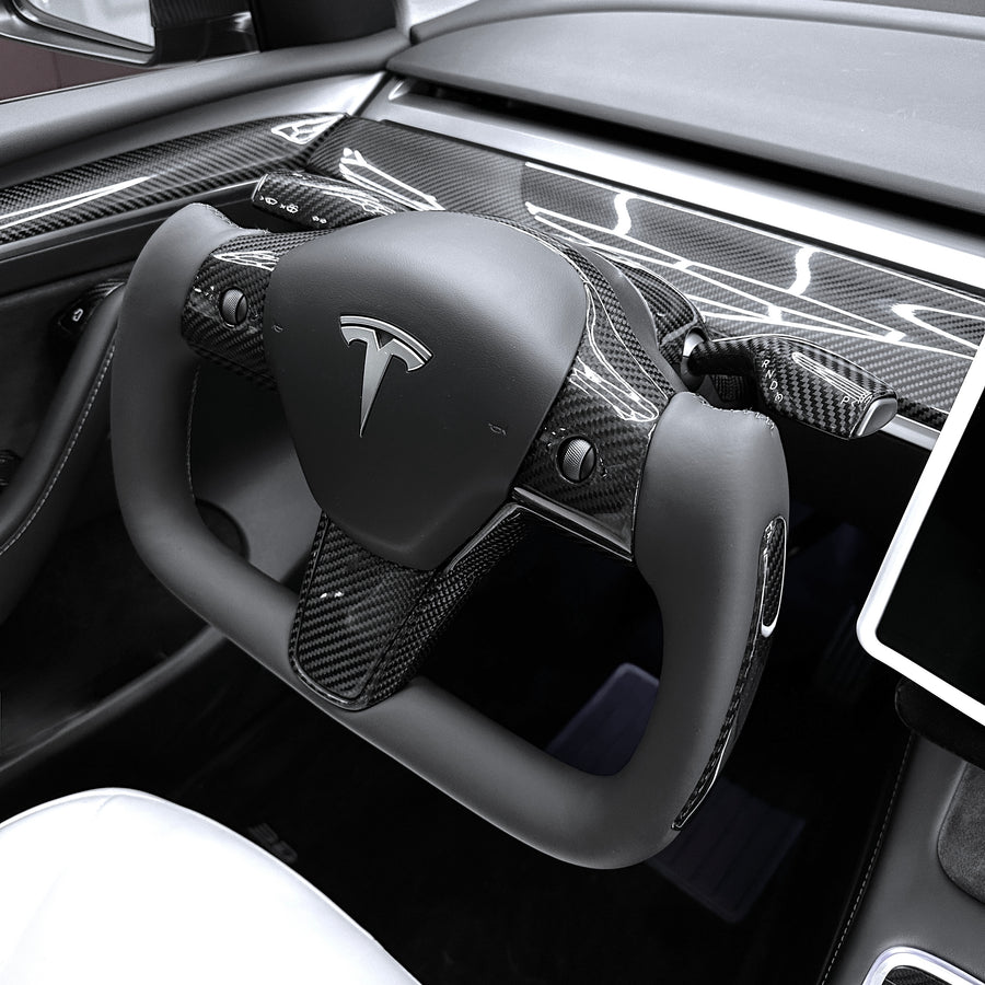 Model 3 & Y Steering Wheel Bezel Upgrade - Real Molded Carbon Fiber ...