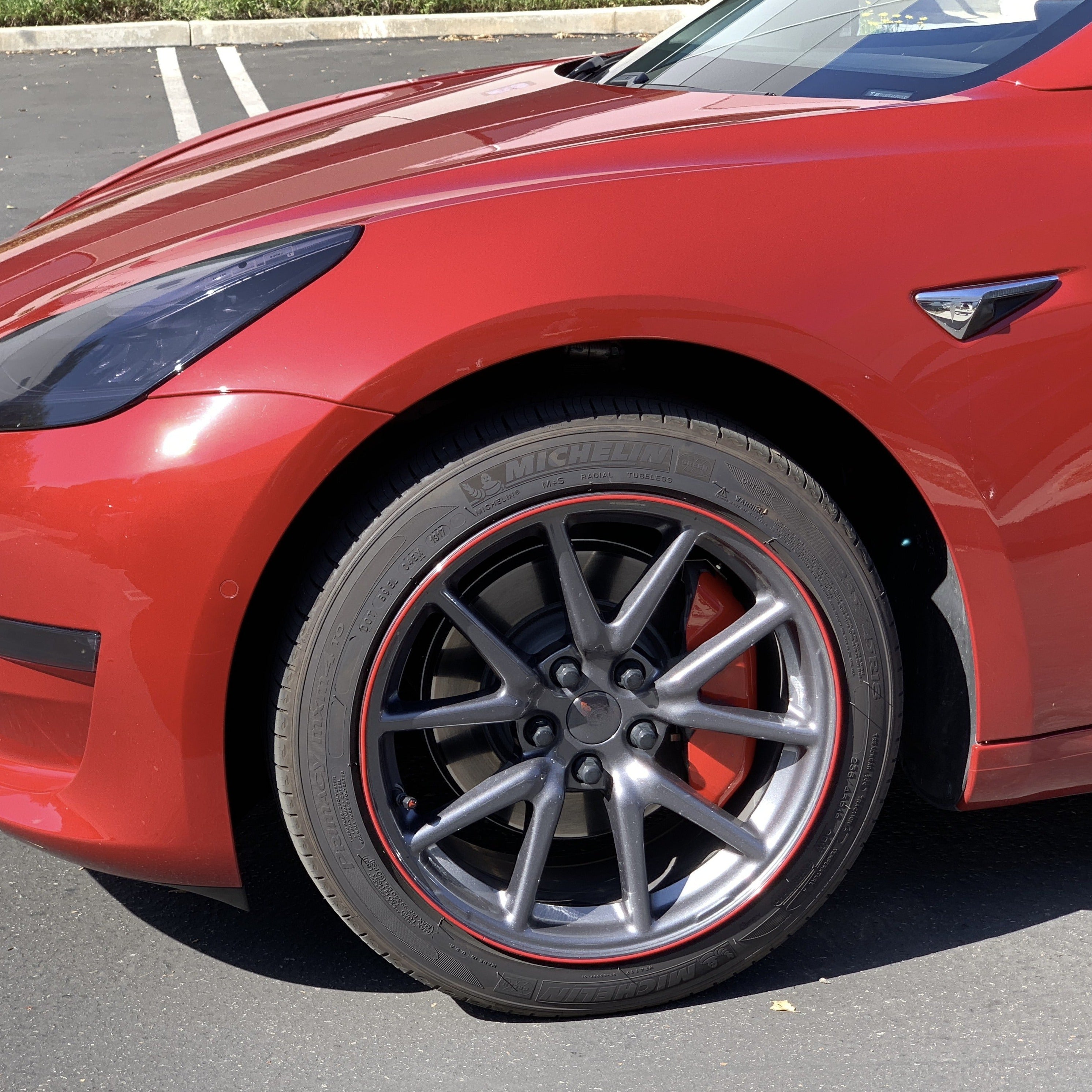 Model 3 Flat Caliper Covers - Red (Engraved TESLA or with Vinyl TESLA ...