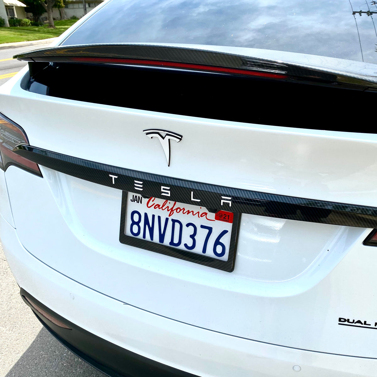 Model X Tailgate Applique & Front Inlay Cap - Hydro Carbon Fiber Coate ...