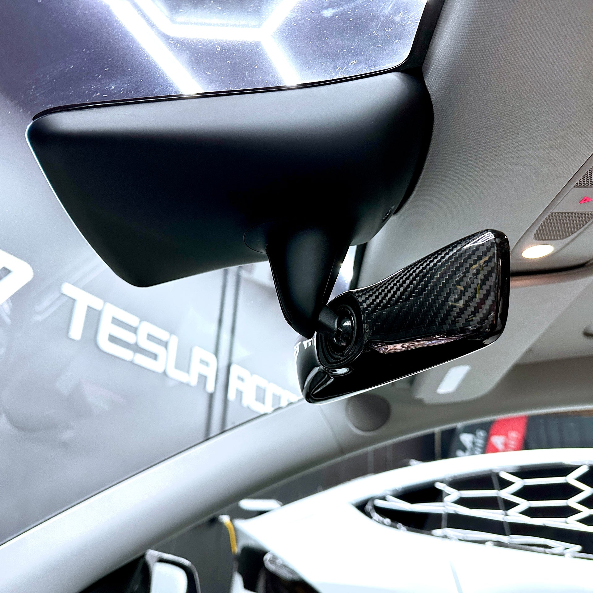 2017+ | Model 3 & Y Rearview Mirror Backside Overlay - Real Molded Car ...